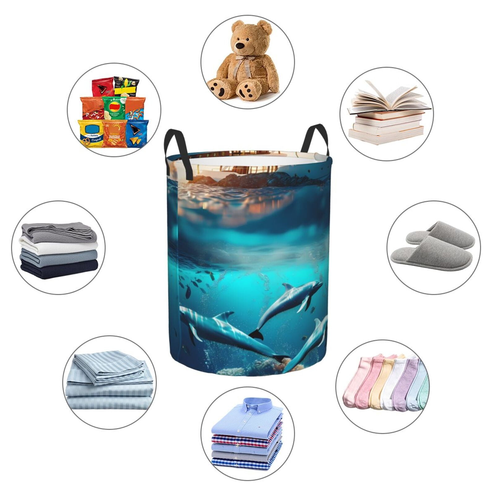 Picia Hawaiian Ship Dolphin Large Laundry Basket, Waterproof ...