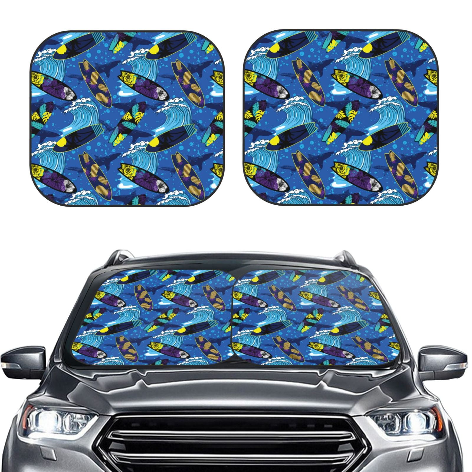 Picia Hawaiian Style 2 Piece Car Windshield Sun Shade Foldable ...