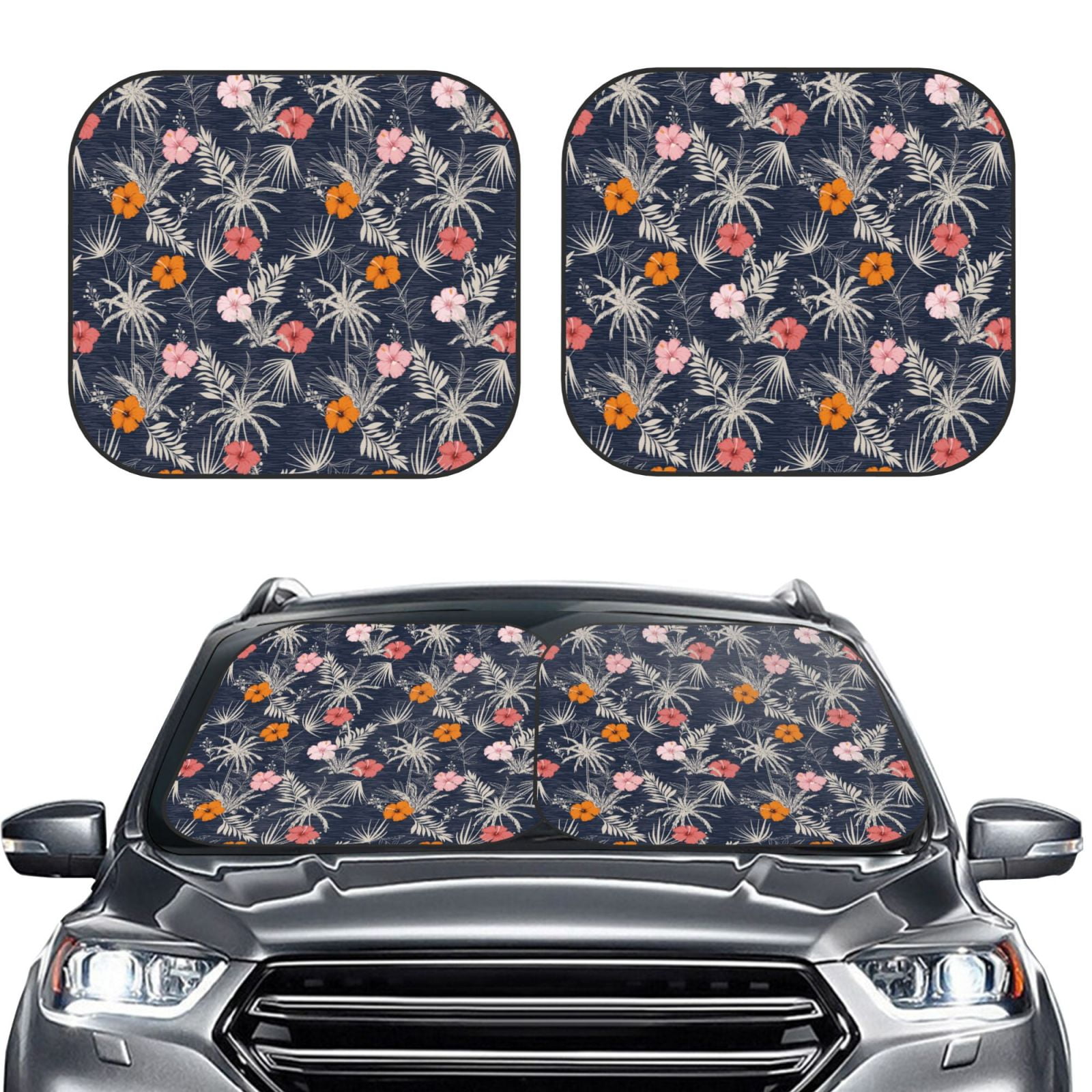 Picia Hawaiian Style 2 Piece Car Windshield Sun Shade Foldable ...