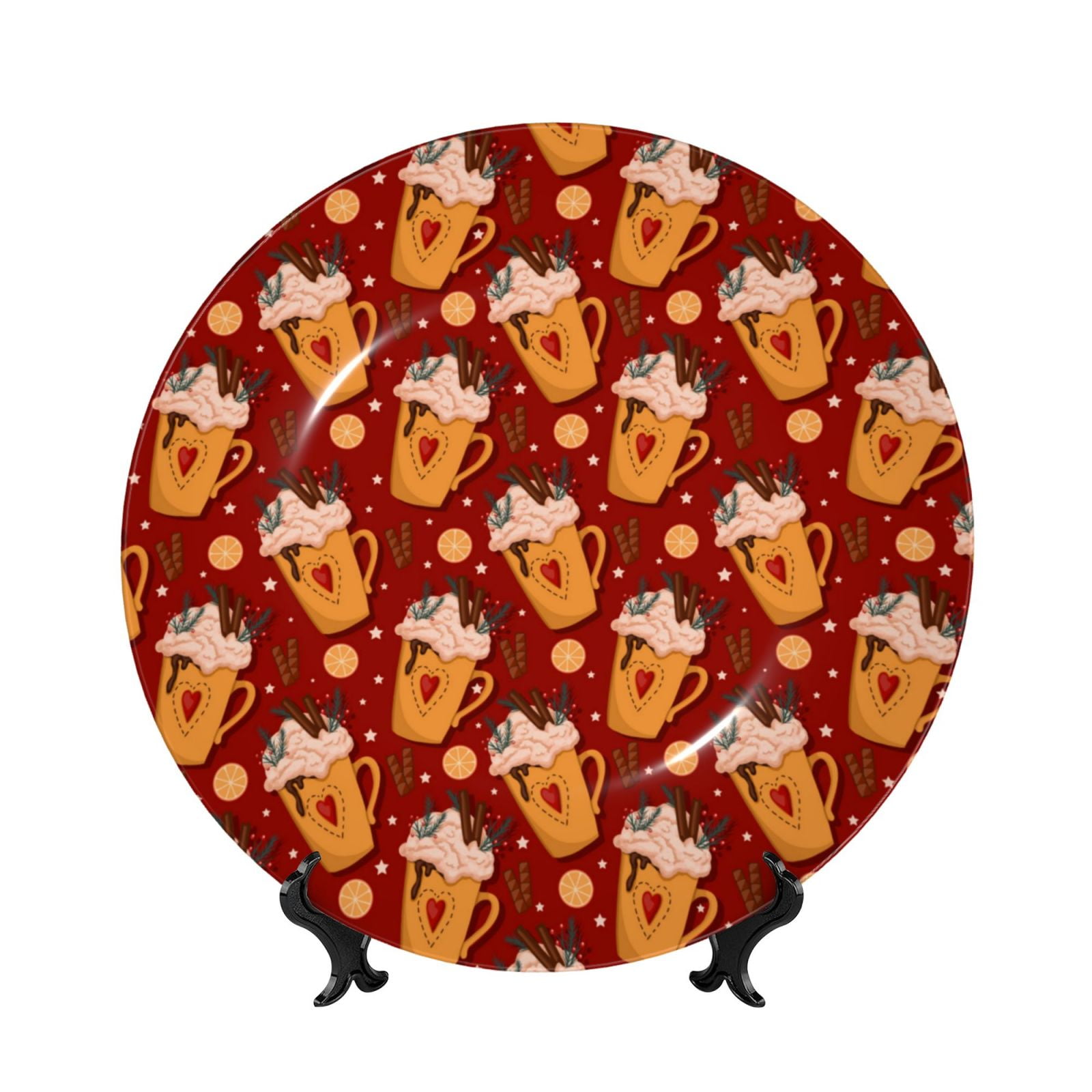 Picia Heart Christmas Hot Cocoa Pattern Bone China Decorative Plate ...