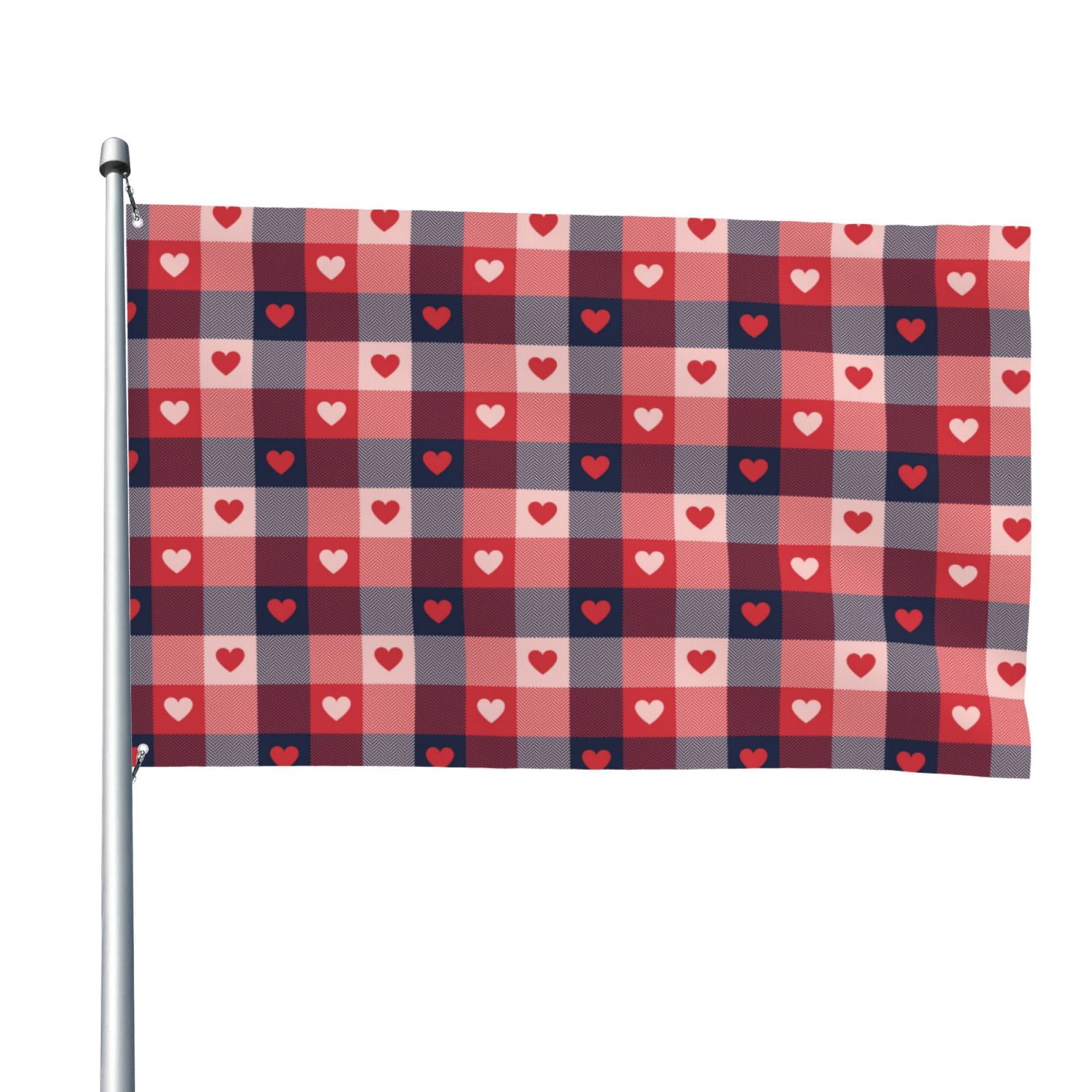 Picia Heart Plaid Printed Flag ,Heart Plaid Pattern Garden Flag ...