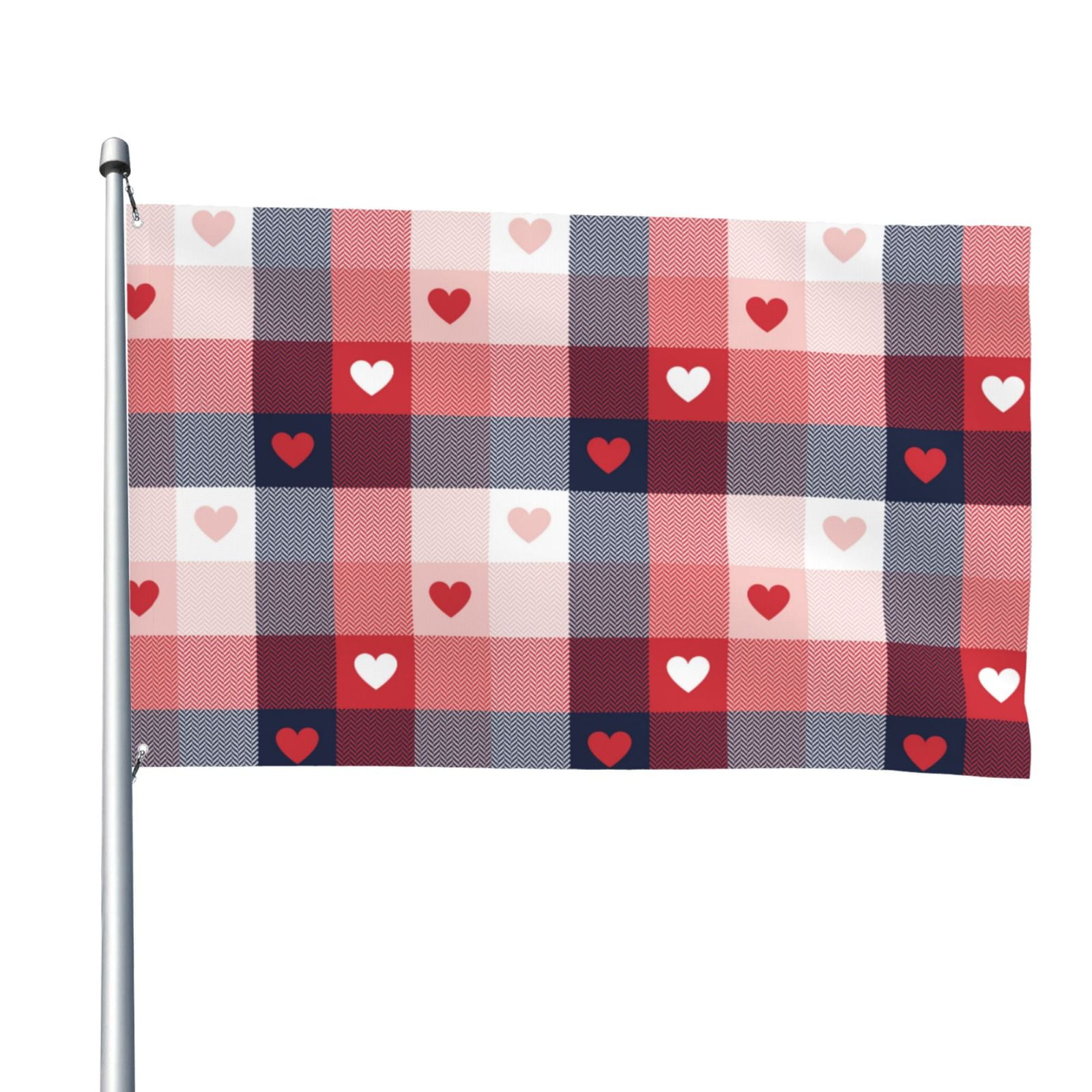 Picia Heart Plaid Printed Flag ,Heart Plaid Pattern Garden Flag ...