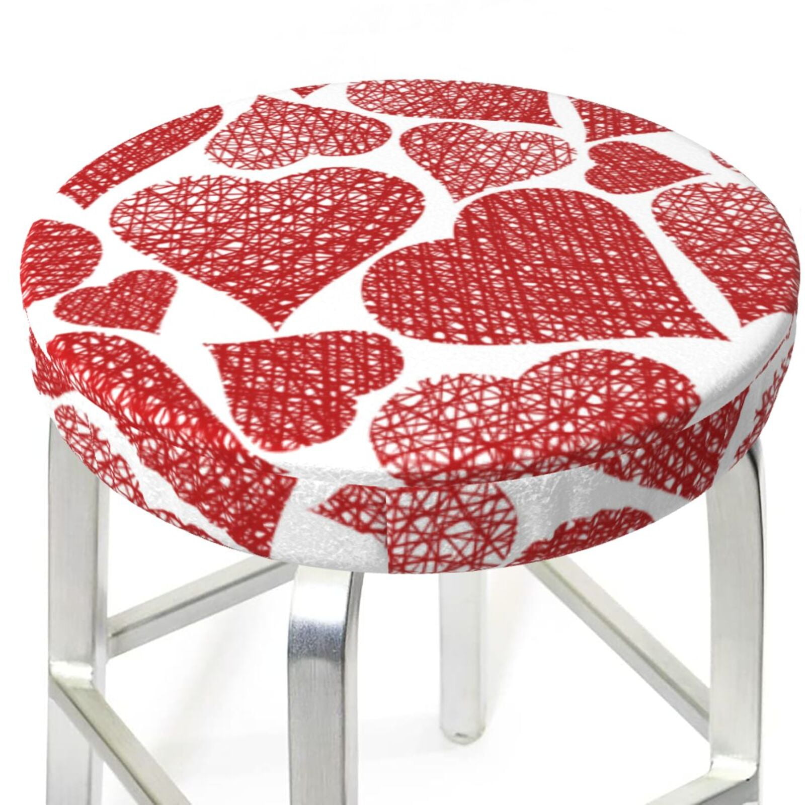Picia Hearts pattern Round Stool Covers Comfy Seat Covers Stretch ...