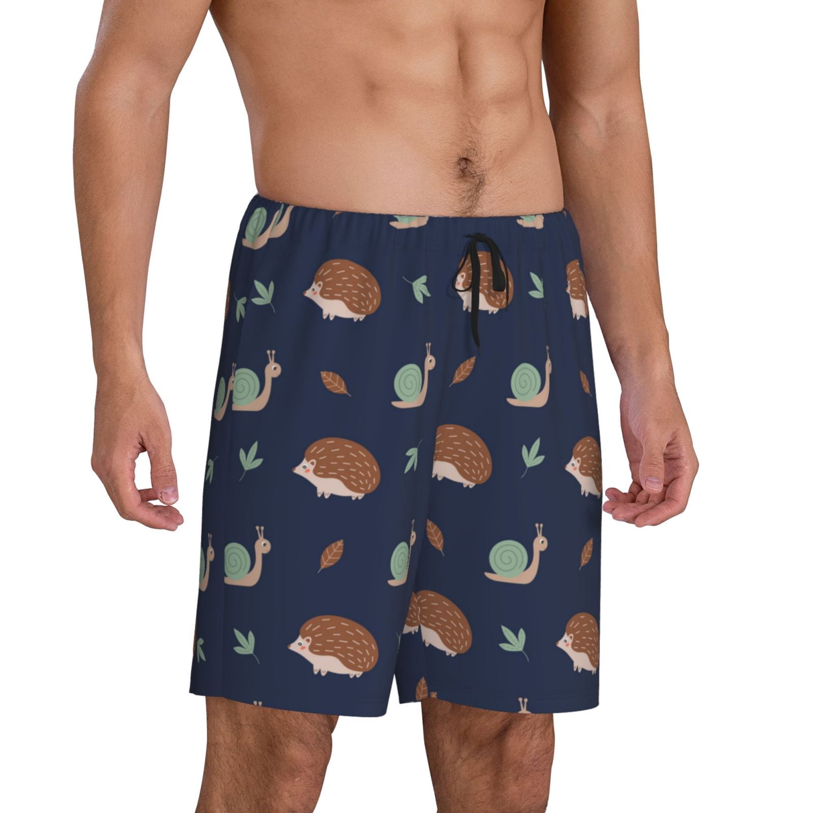 Picia Hedgehog And Snail Pajama Shorts for Men, Men's Pajama Bottoms ...