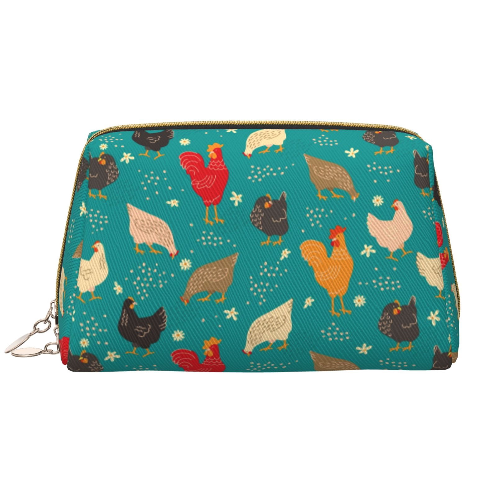 Picia Hens And Rooster Print Leather Makeup Bag Make Up Bag Travel ...