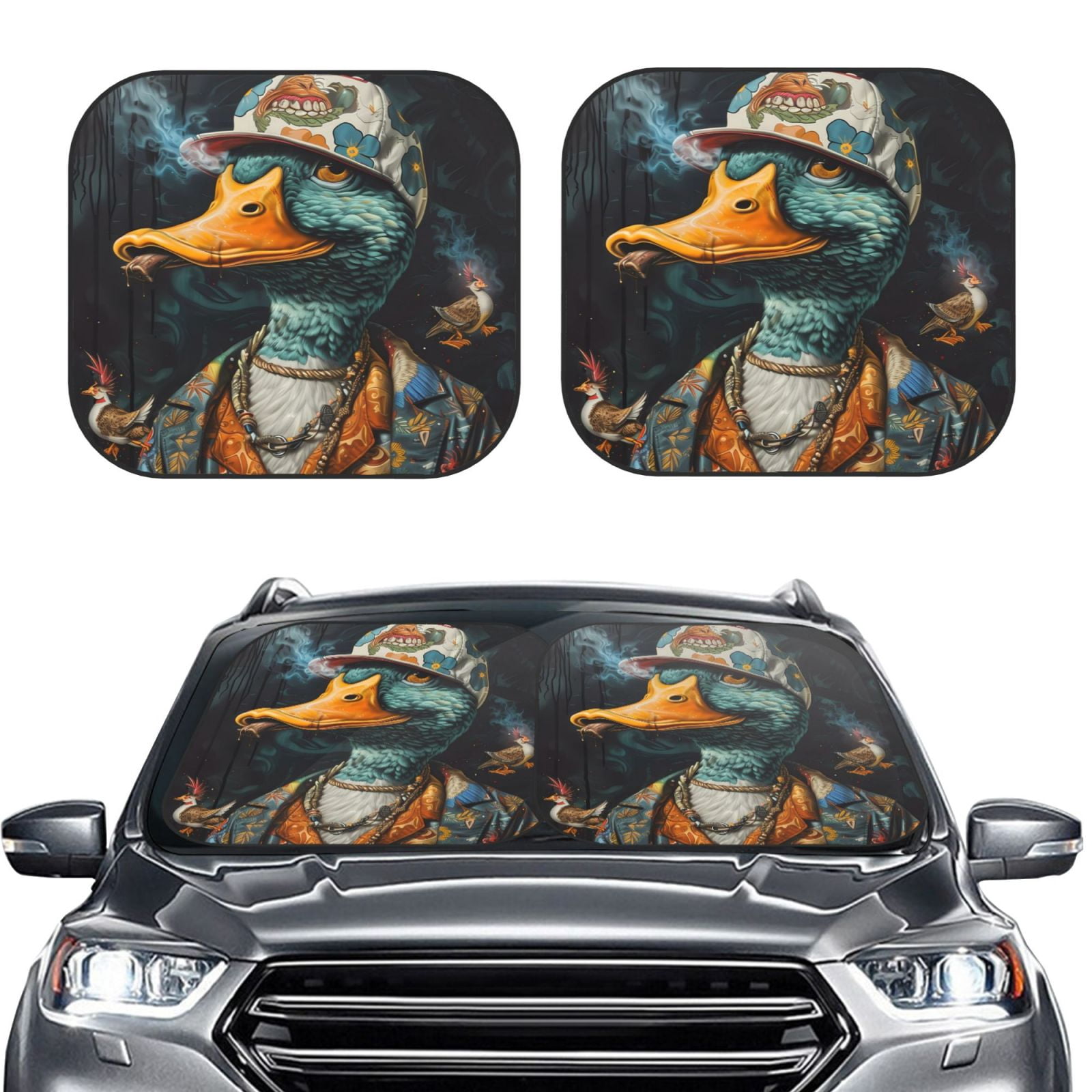 Picia Hip-Hop Duck 2 Piece Car Windshield Sun Shade Foldable | Foldable ...