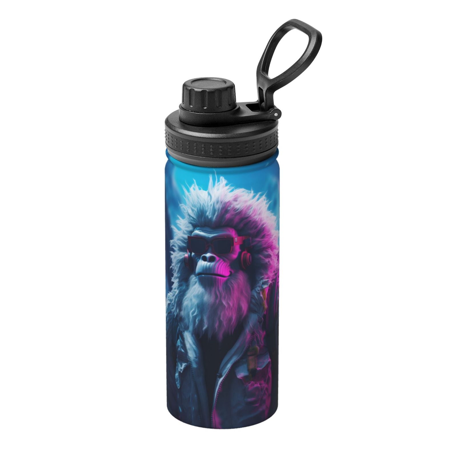 Picia Hip-Hop Glasses Gorilla Pattern Water Bottle 18 oz Stainless ...