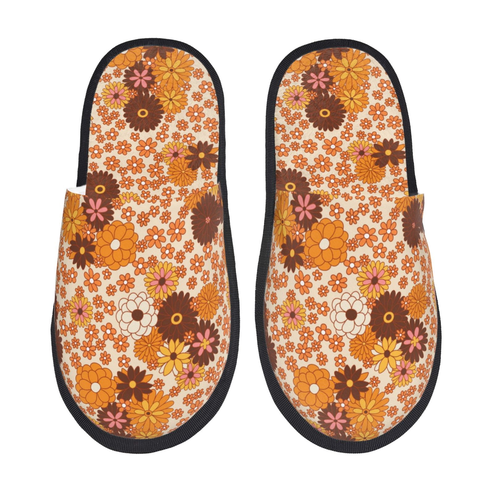 Picia Hippie Ditsy Floral Print Women's Fuzzy Fluffy House Slippers ...
