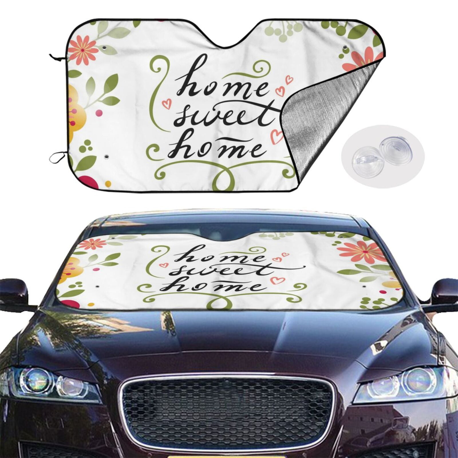 Picia Home Sweet Home Floral Curved Windshield Sunshade Accordion ...