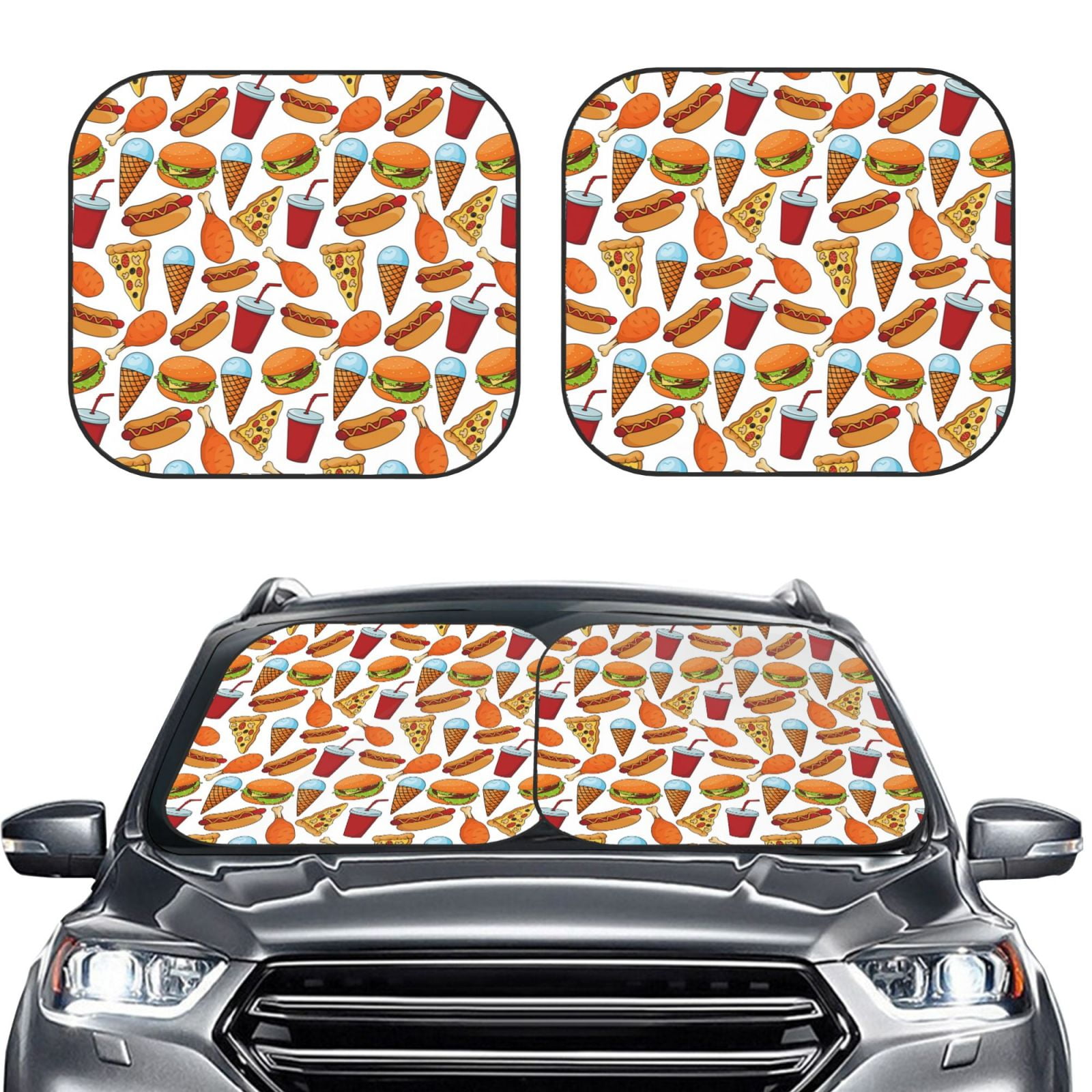 Picia Hot Dog Burger 2 Piece Car Windshield Sun Shade Foldable ...
