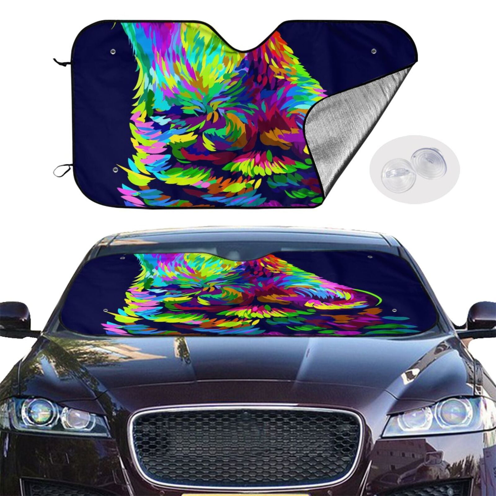 Picia Howling Wolf Curved Windshield Sunshade Accordion Folding Style ...