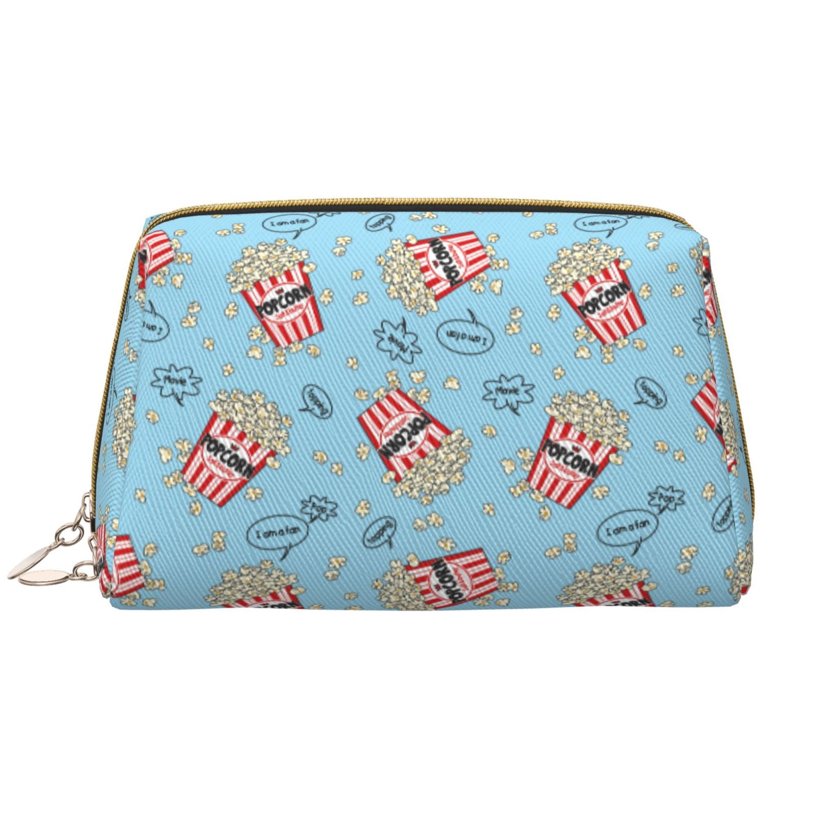 Picia I Am A Fan Popcorn Print Leather Makeup Bag Make Up Bag Travel ...