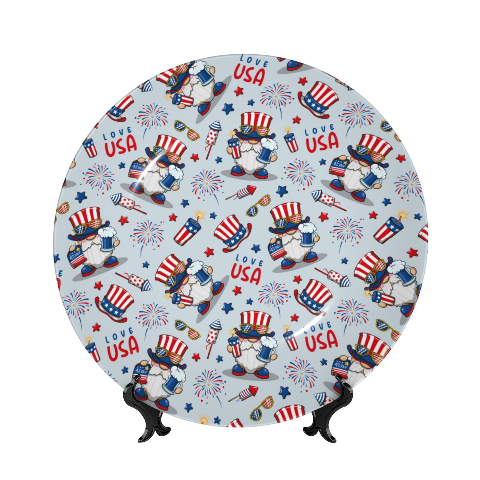 Picia I Love USA Pattern Bone China Decorative Plate – Wall Decor with ...