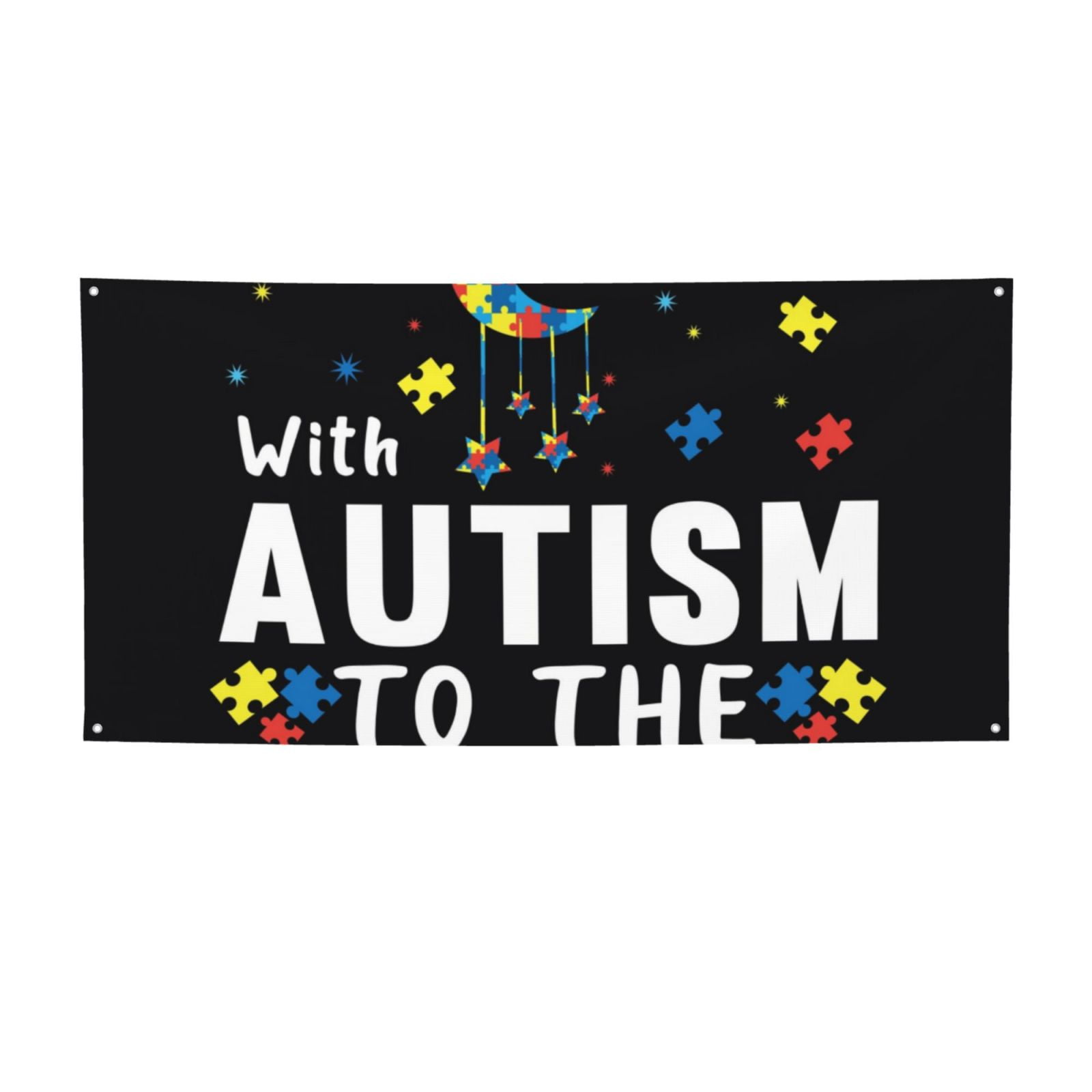 Picia I Love With Autism To The Moon And Back Pattern Party Banner ...