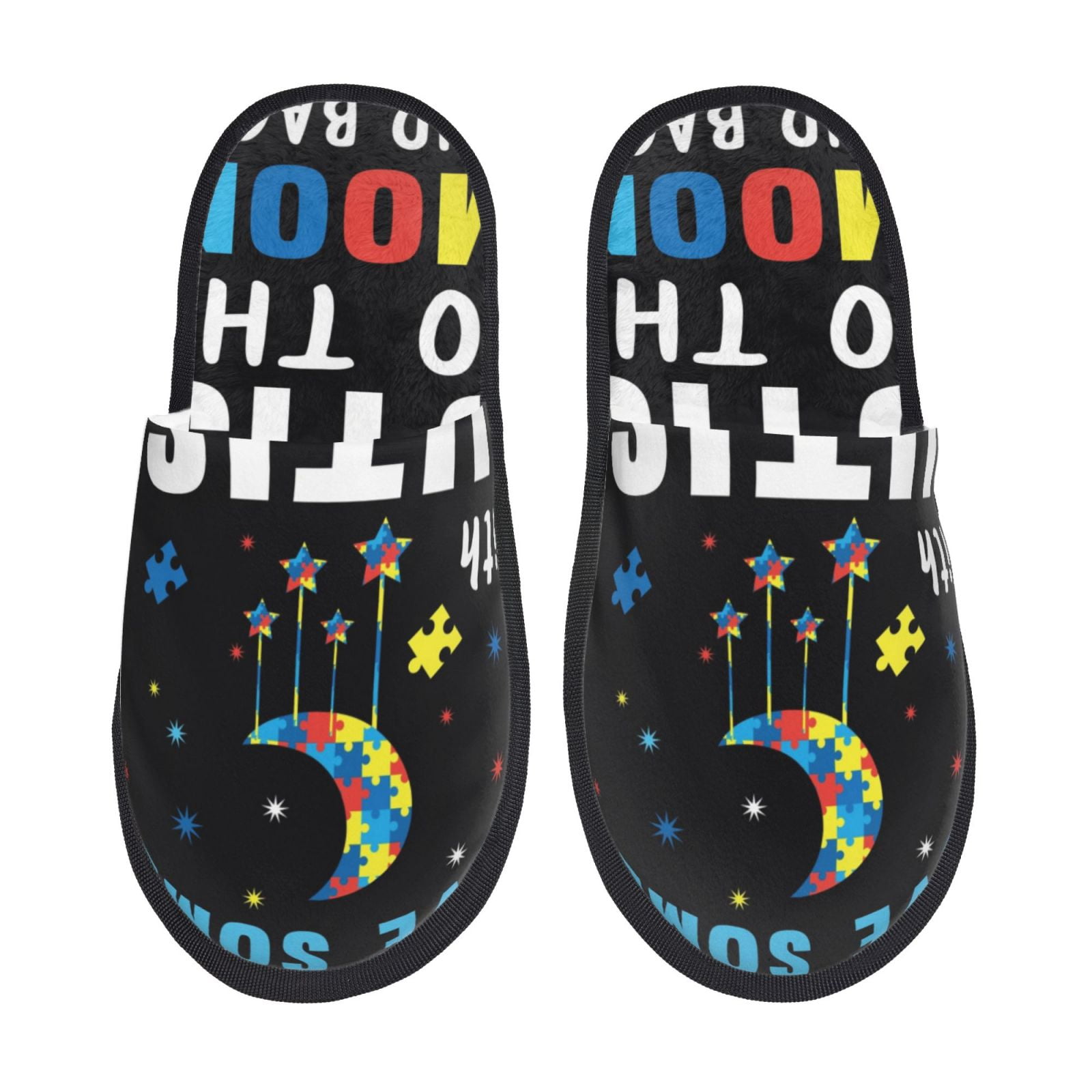 Picia I Love With Autism To The Moon And Back Print Women's Fuzzy ...