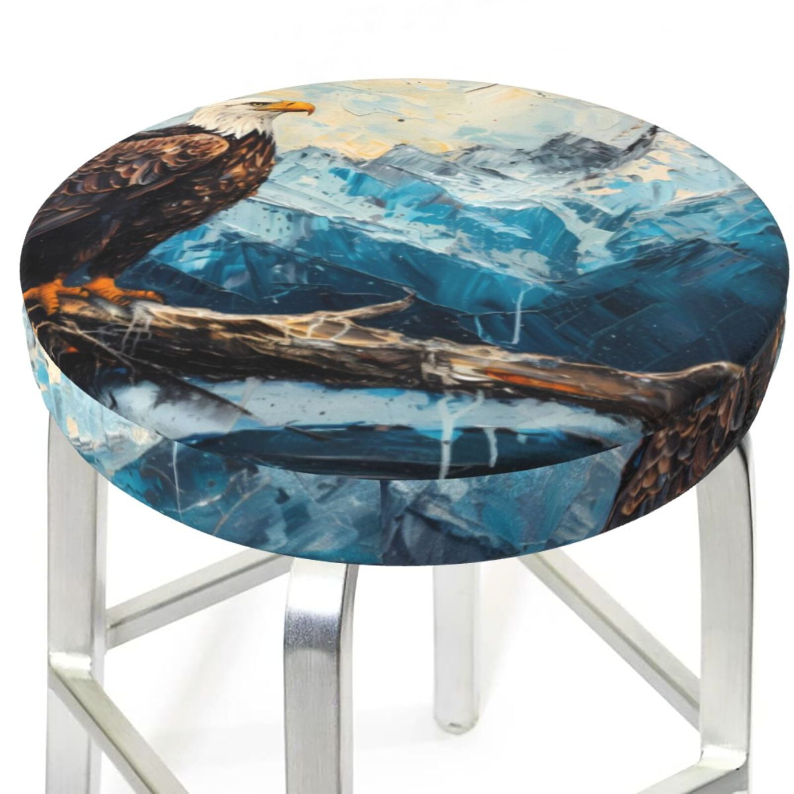 Picia Iceberg Bald Eagle pattern Round Stool Covers Comfy Seat Covers ...