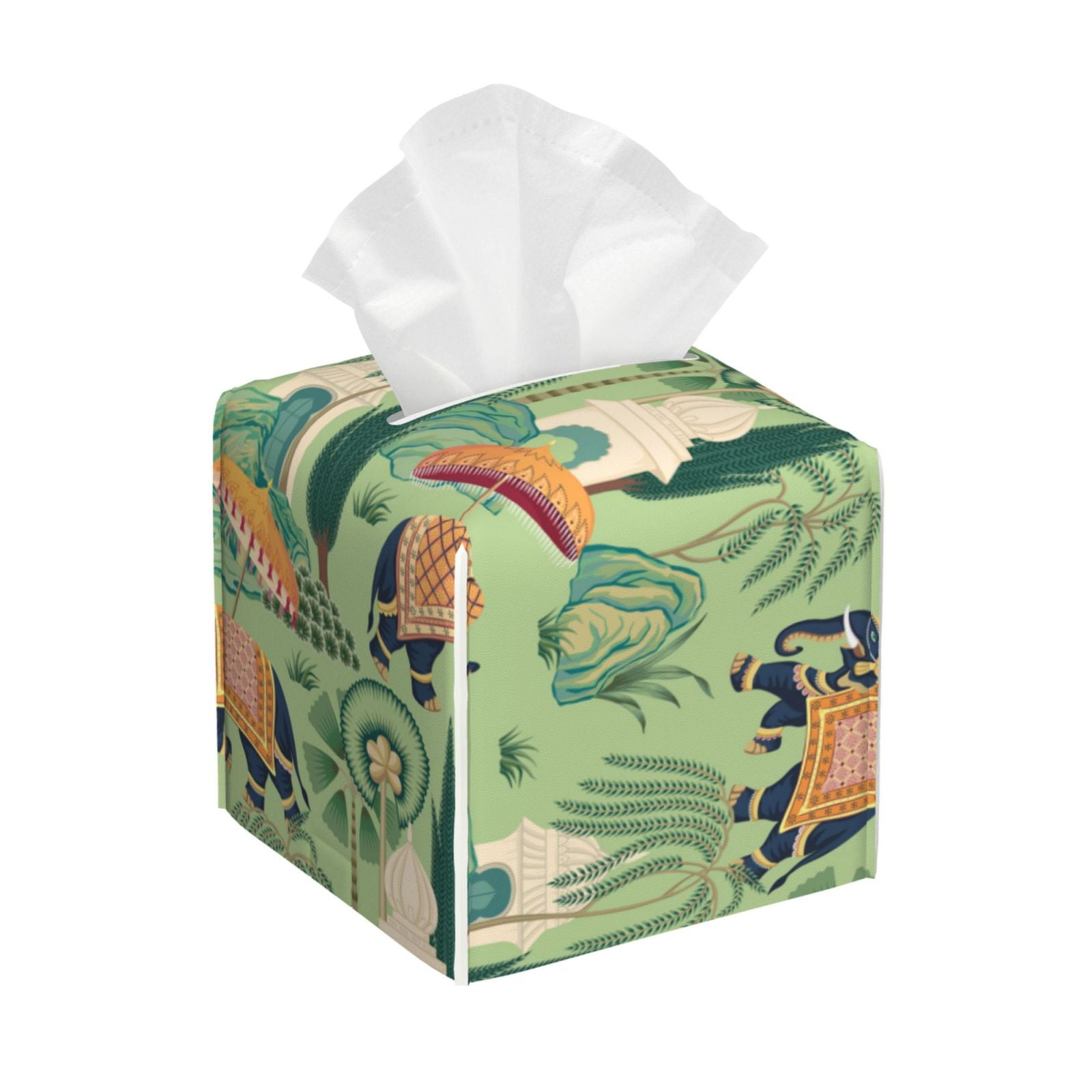 Picia Indian elephant Pattern Tissue Box Cover,PVC Leather Square ...