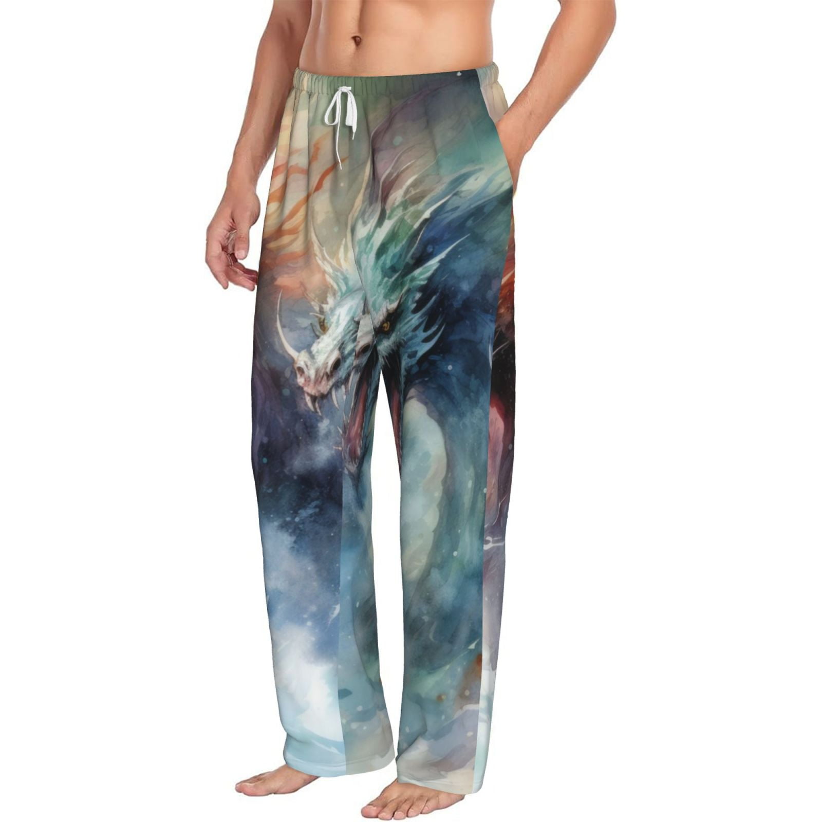 Picia Ink Style Wave Dragon Mens Soft Woven Cotton Elastic Waistband ...