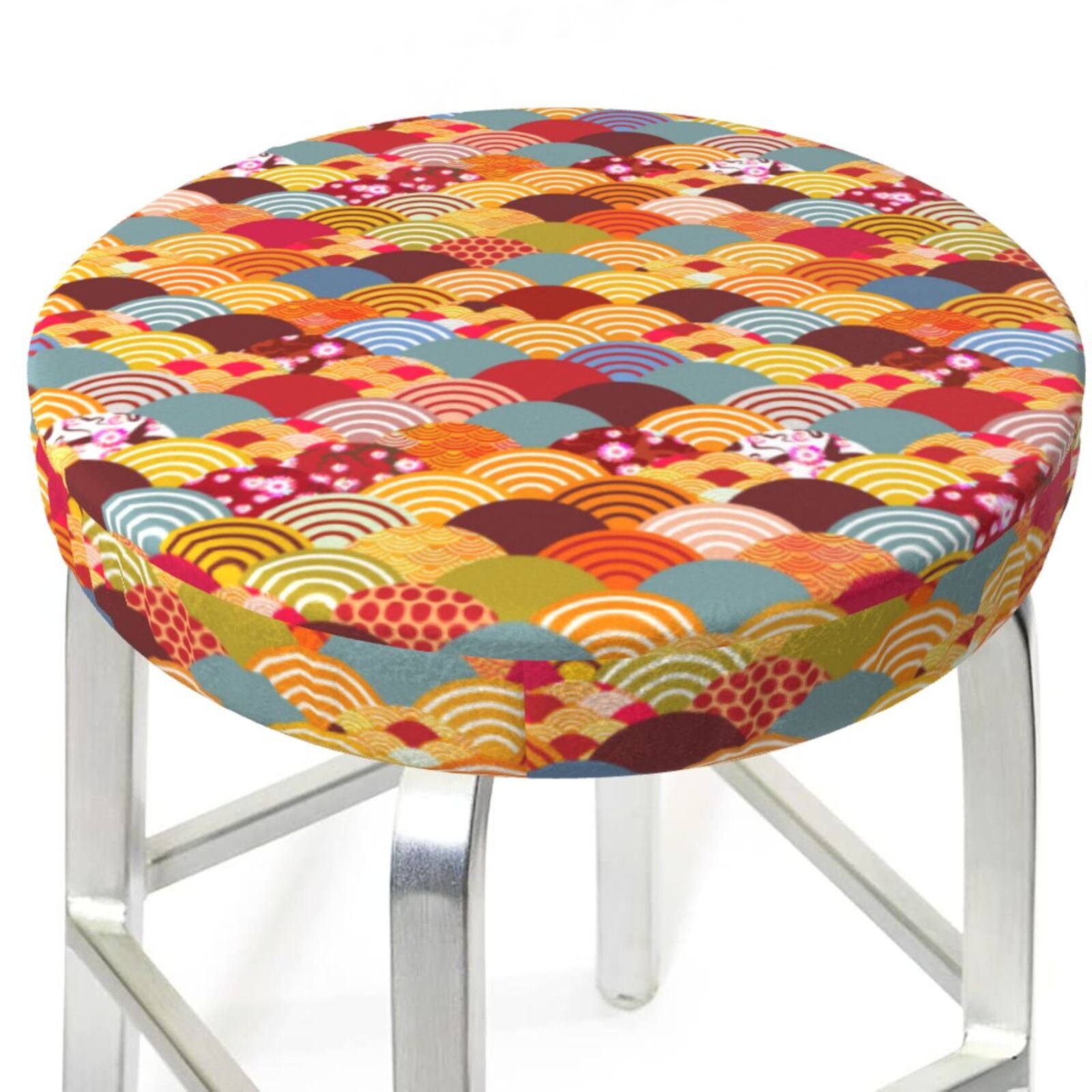 Picia Japanese Style Fish Scales pattern Round Stool Covers Comfy Seat ...