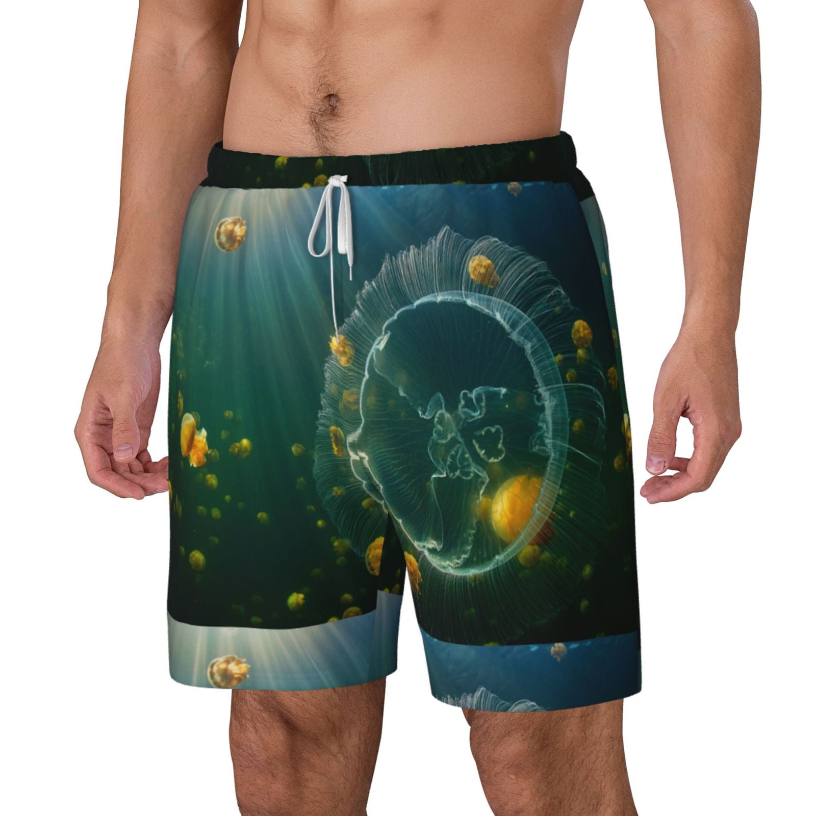 Picia Jelly Fish pattern Mens Swim Trunks with Compression Liner ...