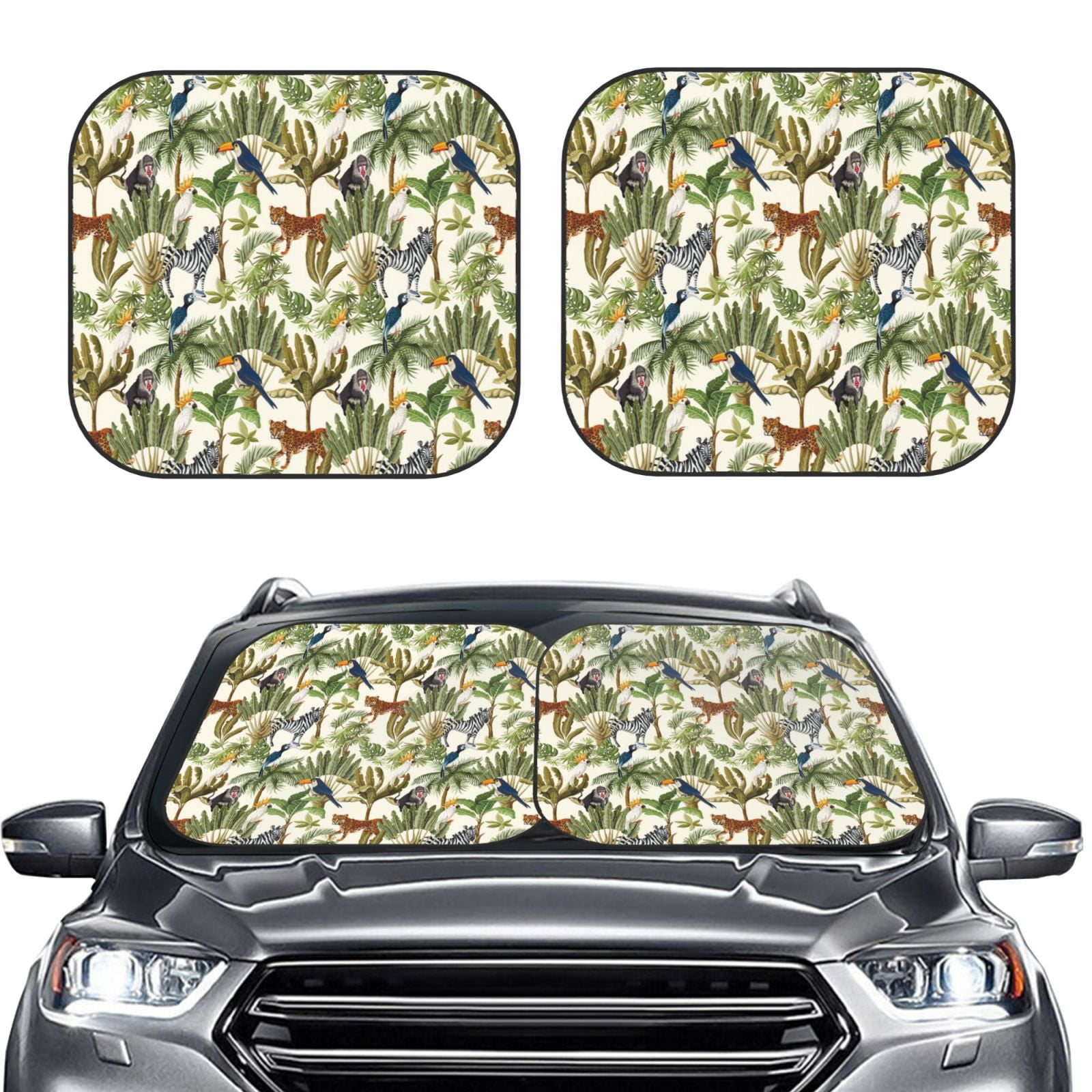 Picia Jungle Animals 2 Piece Car Windshield Sun Shade Foldable ...