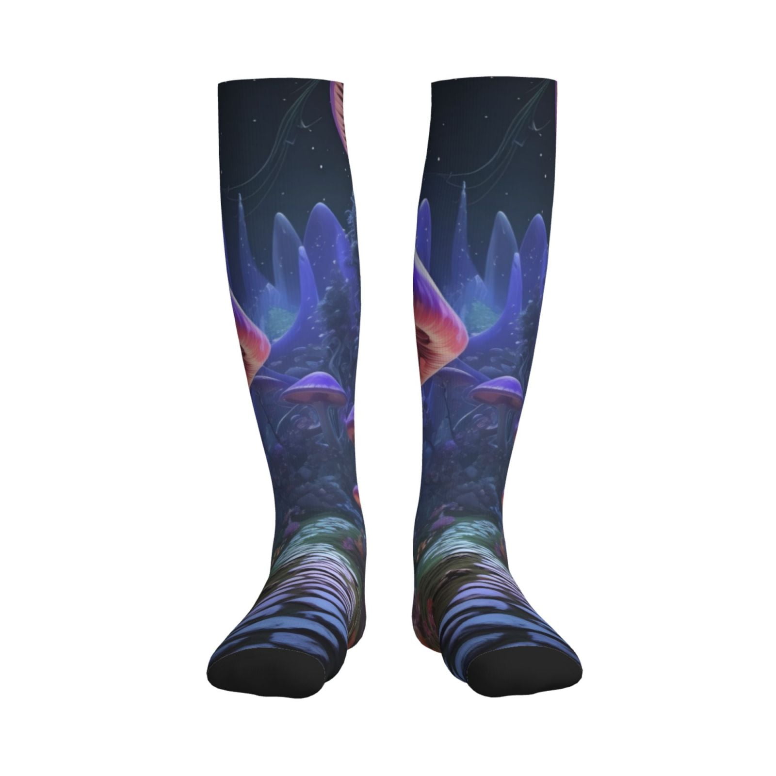 Picia Jungle Path Glowing Mushrooms Printed Sports Compression Socks ...