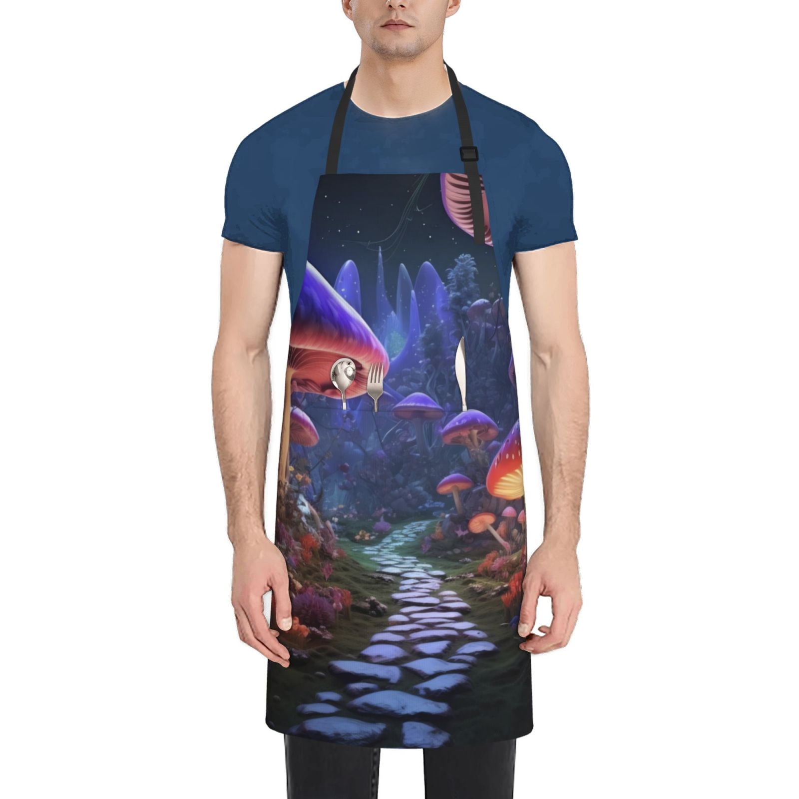 Picia Jungle Path Glowing Mushrooms Waterproof Apron for Unisex Adult - Adjustable Bib Apron ...