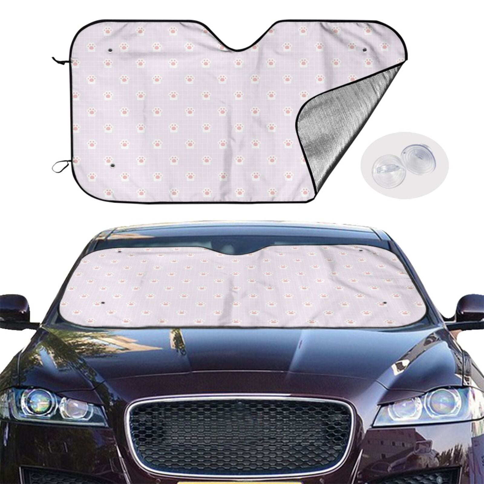 Picia Kawaii Cat Paw Curved Windshield Sunshade Accordion Folding Style ...