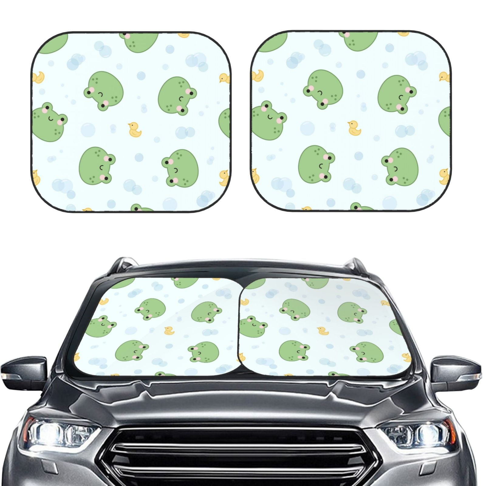 Picia Kawaii Frogs 2 Piece Car Windshield Sun Shade Foldable | Foldable ...