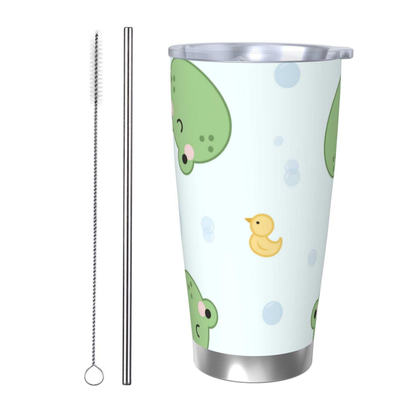 Picia Kawaii Frogs Pattern 20 oz Tumbler Stainless Steel Vacuum Insulated Coffee Ice Cup Double ...