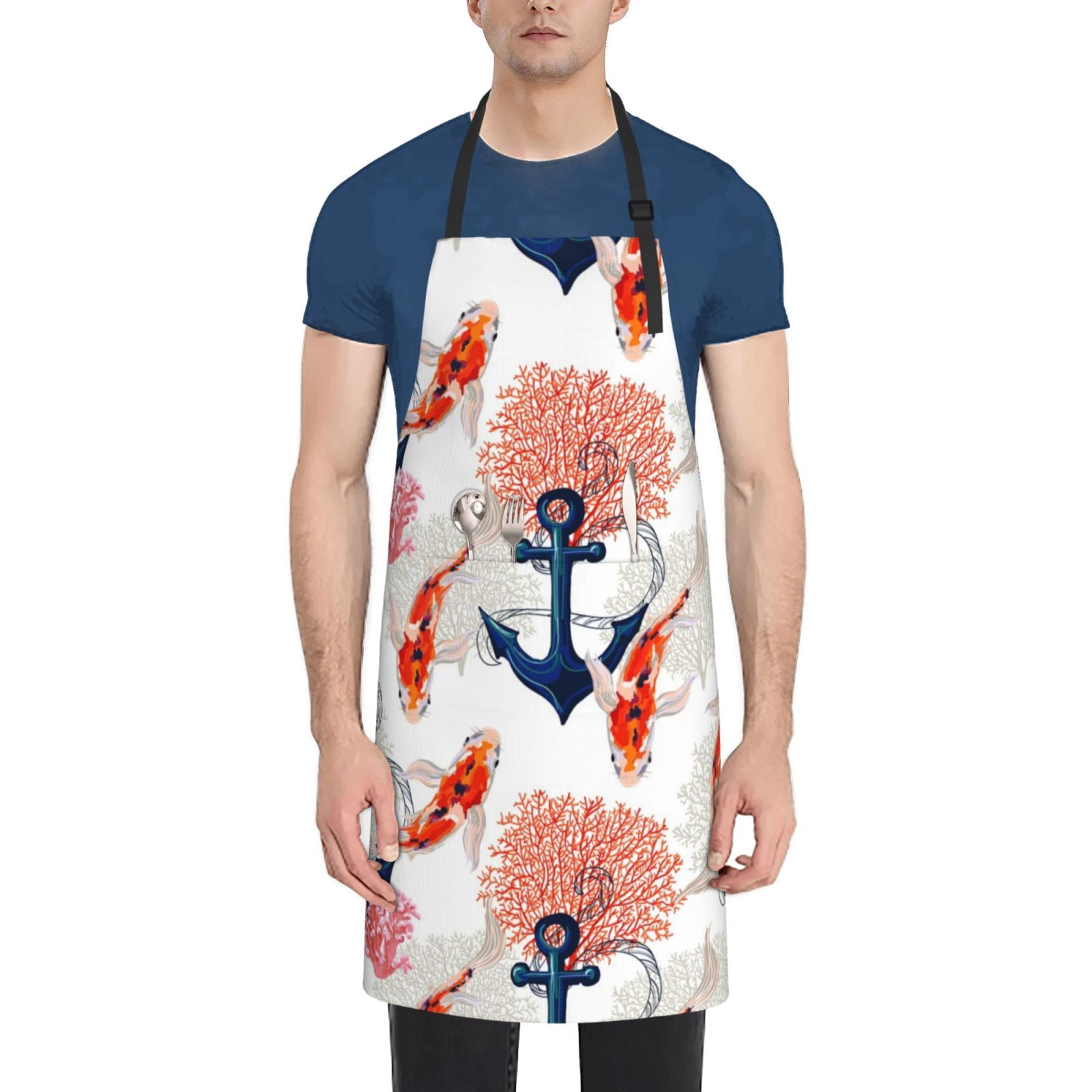 Picia Koi Fish And Corals Waterproof Apron for Unisex Adult ...