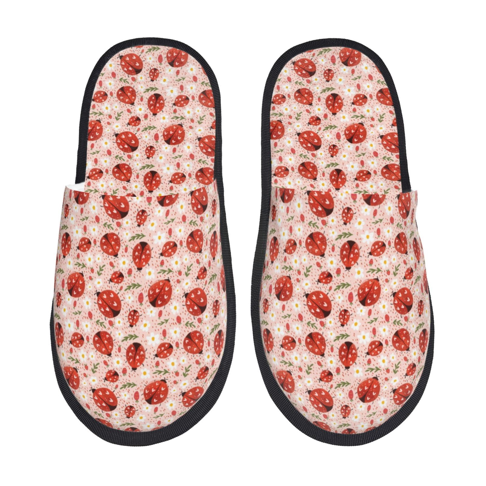 Picia Ladybugs With Heart Spots Print Women's Fuzzy Fluffy House ...