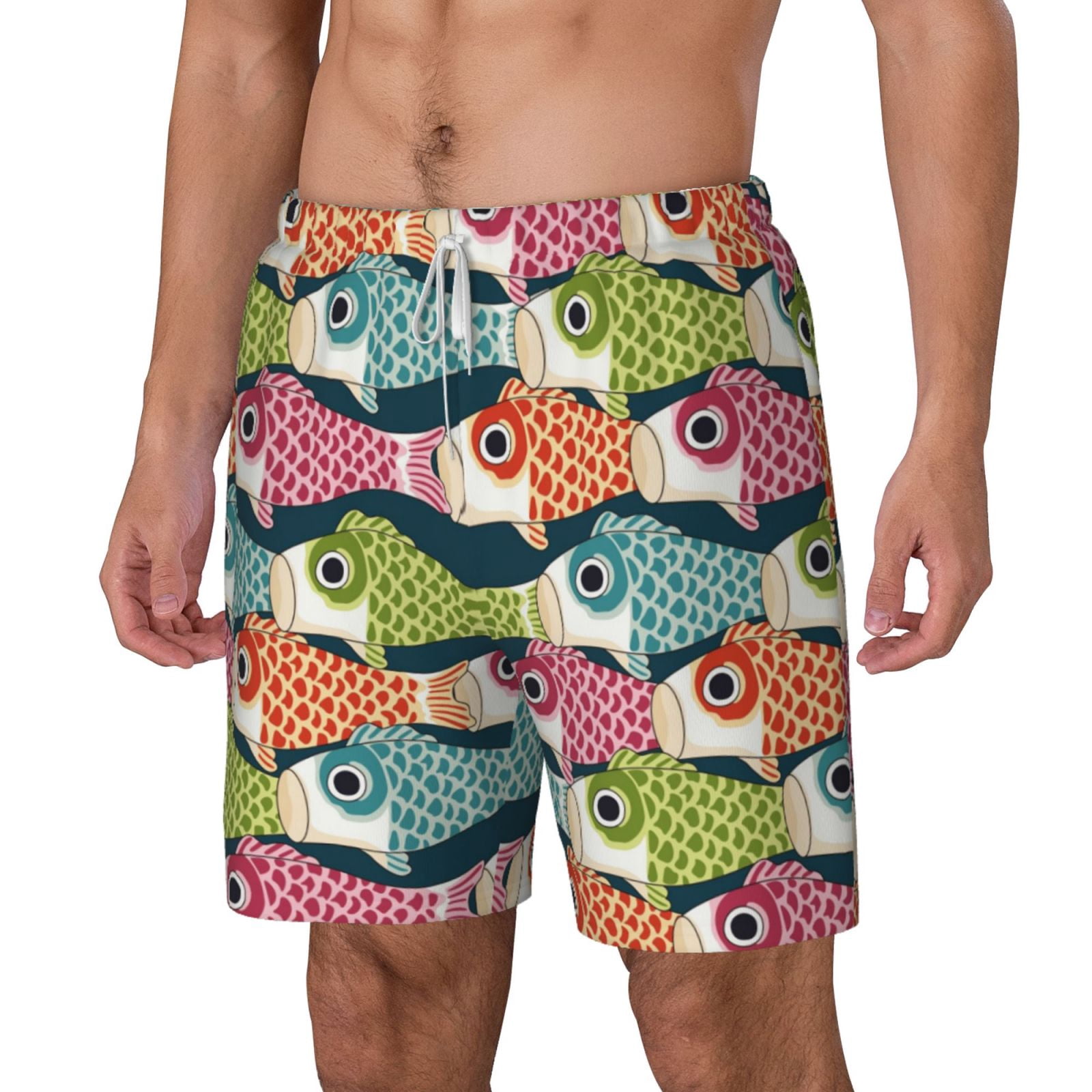 Picia Lantern Koi Fish pattern Mens Swim Trunks with Compression Liner ...