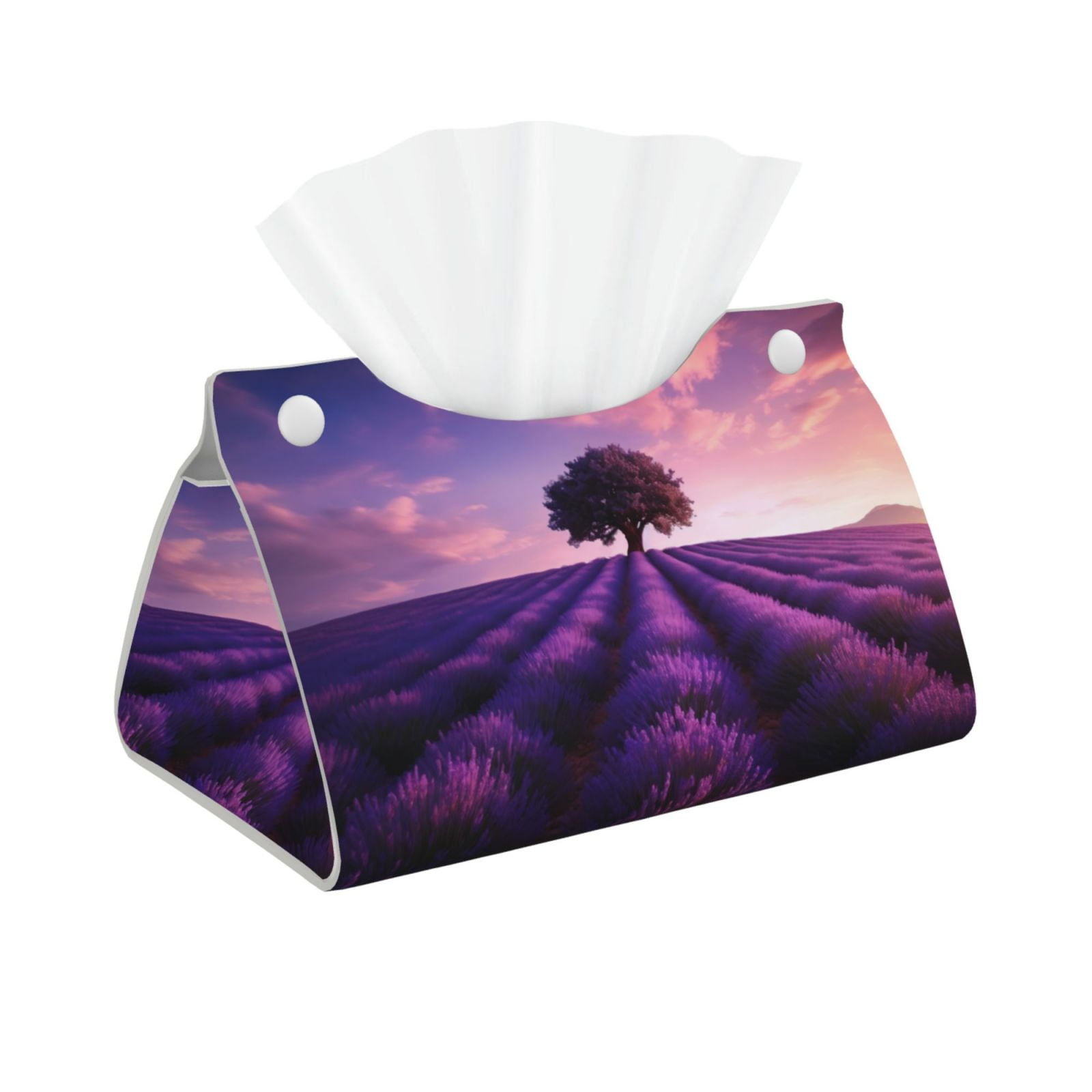 Picia Lavender Field Sunset Pattern Long Tissue Box Cover,PVC Leather ...