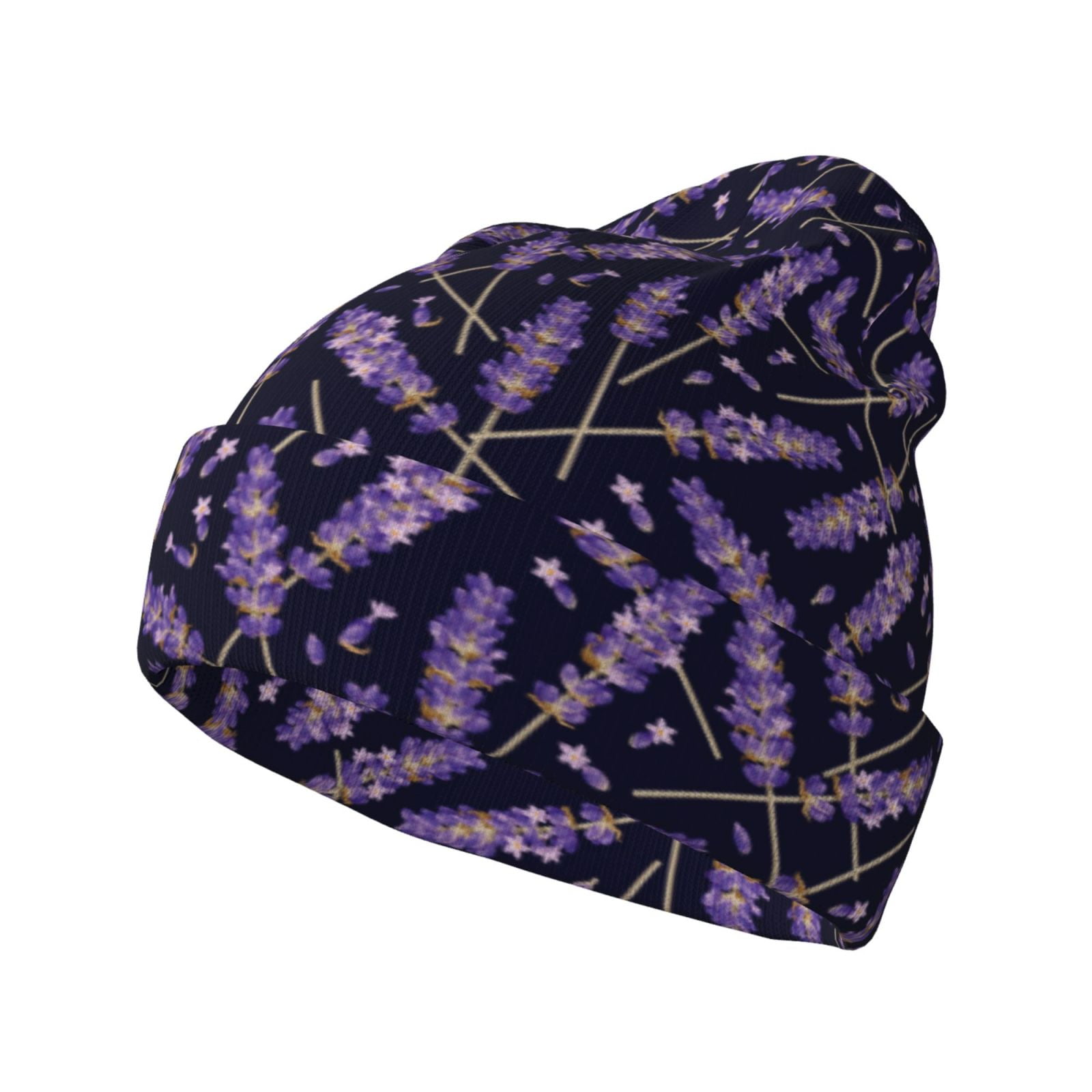 Picia Lavender Flowers Pattern Knitted Beanie Hat for Men and Women ...