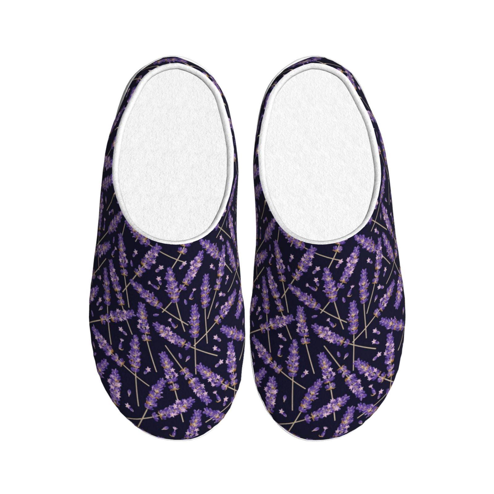 Picia Lavender Flowers for Women's Lamb-hug Comfy Fleece House Slippers ...