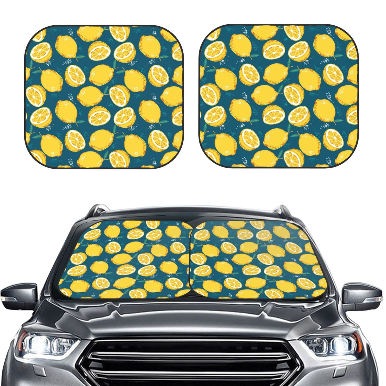 Picia Lemon 2 Piece Car Windshield Sun Shade Foldable | Foldable Sun ...