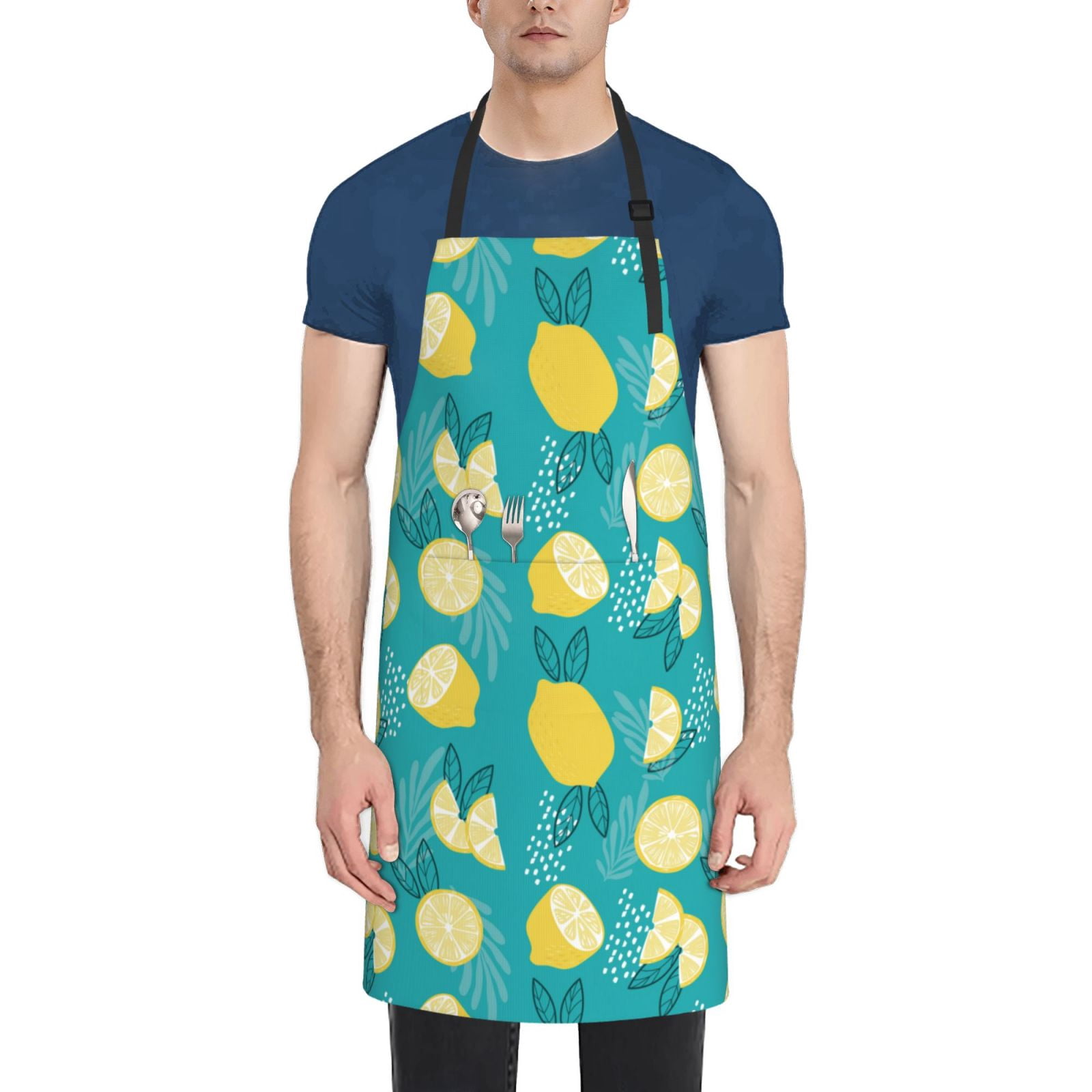 Picia Lemon Blue Waterproof Apron for Unisex Adult - Adjustable Bib ...
