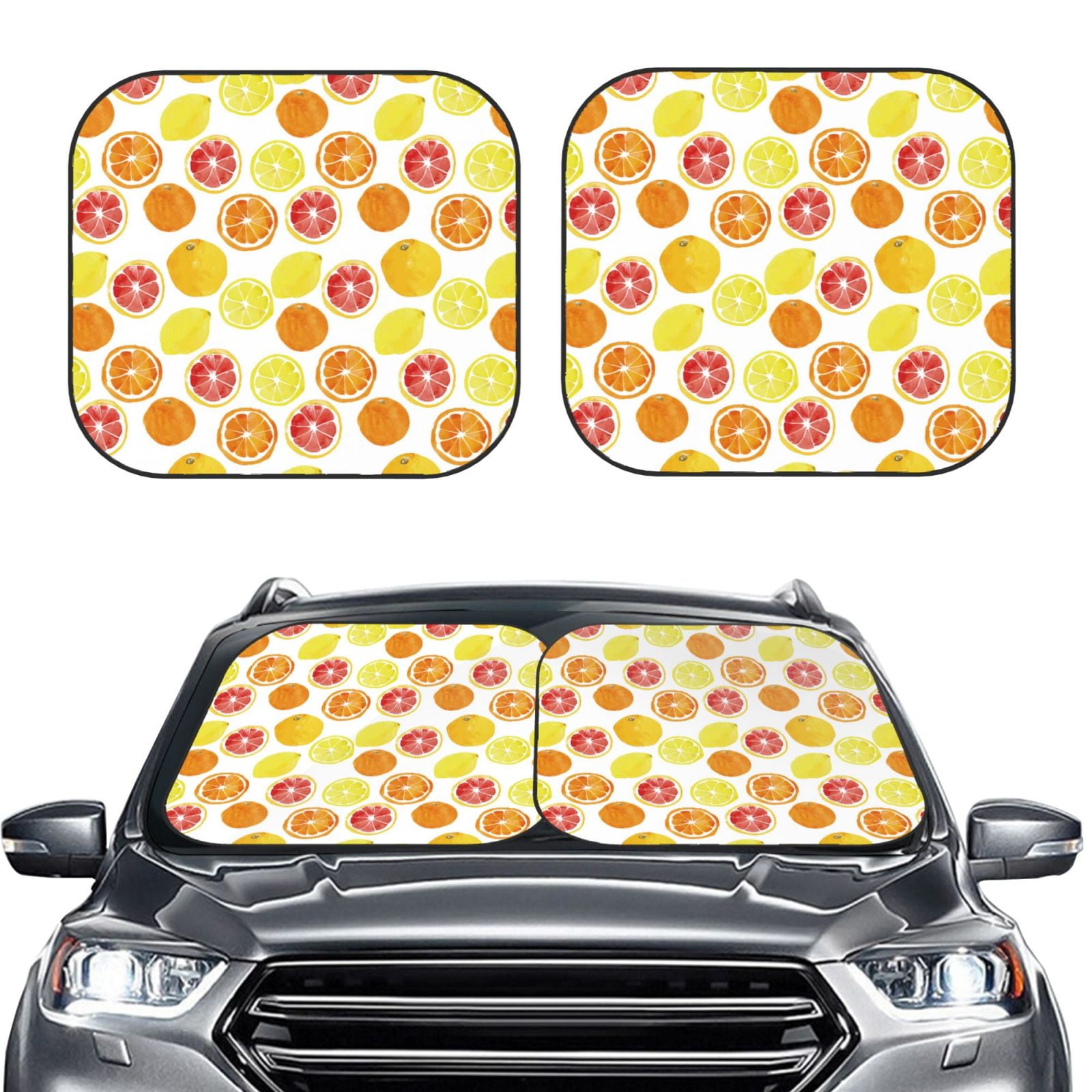 Picia Lemon Orange 2 Piece Car Windshield Sun Shade Foldable | Foldable ...