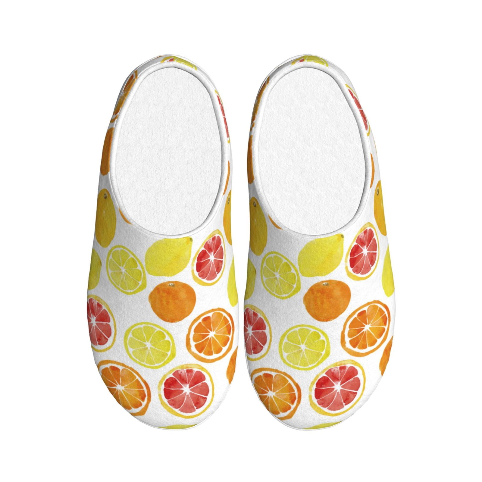 Picia Lemon Orange for Women's Lamb-hug Comfy Fleece House Slippers ...