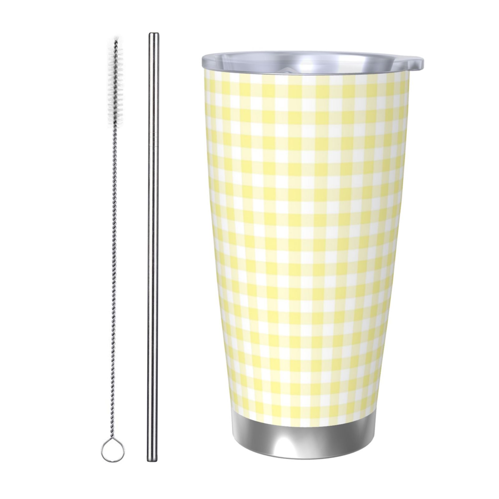 Picia Lemon Yellow Checkboard Pattern 20 oz Tumbler Stainless Steel ...
