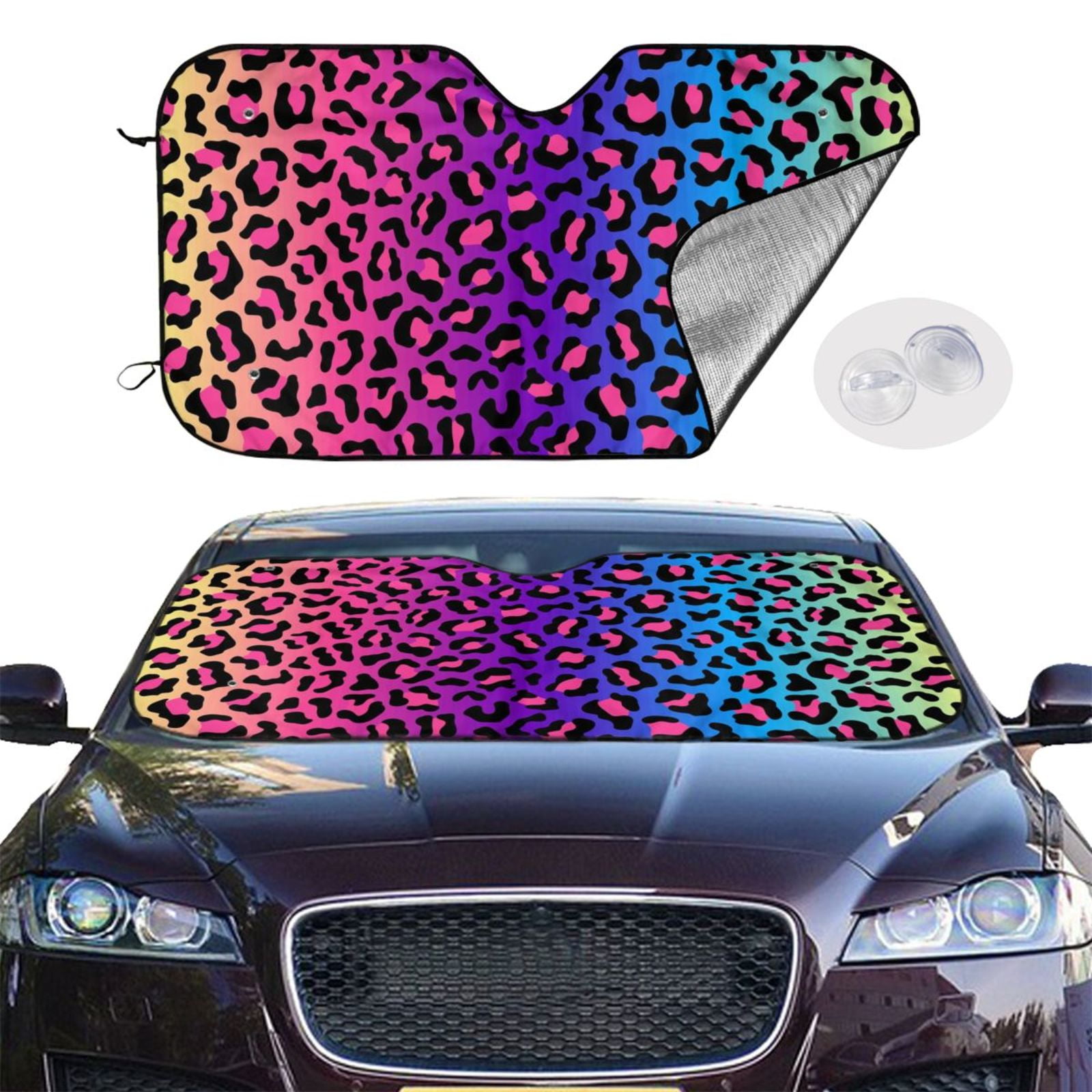 Picia Leopard Neon Rainbow Gradient Curved Windshield Sunshade ...