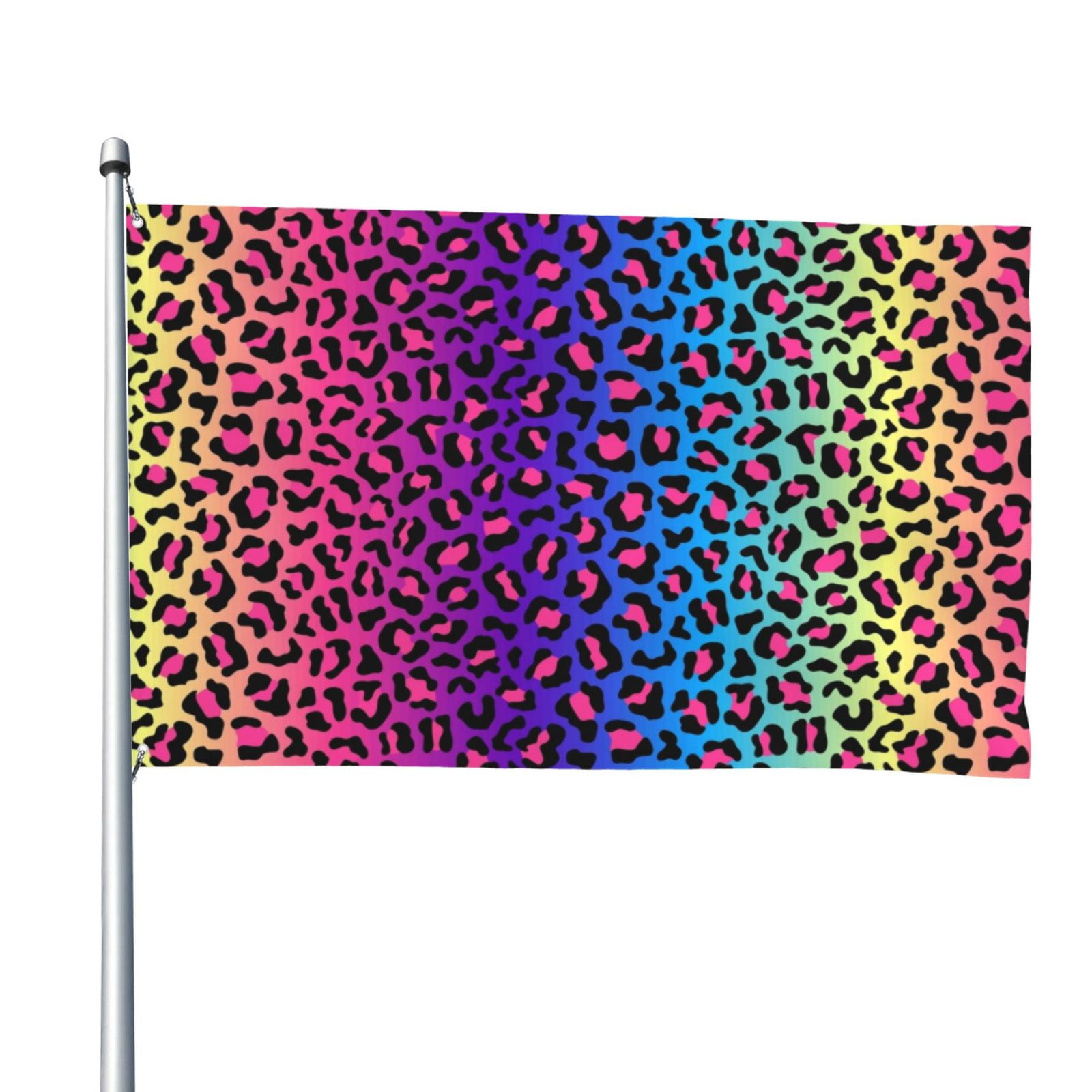 Picia Leopard Neon Rainbow Gradient Printed Flag ,Leopard Neon Rainbow ...