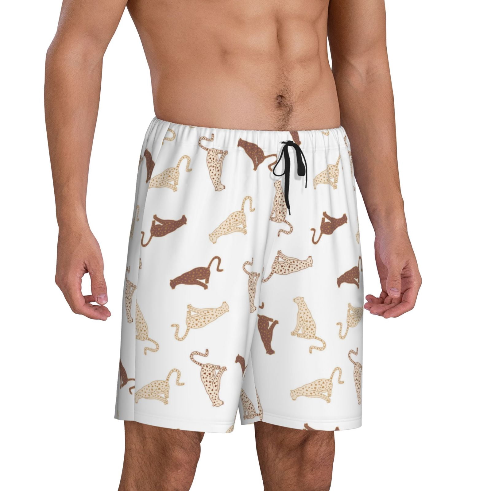 Picia Leopard Print Pajama Shorts for Men, Men's Pajama Bottoms ...