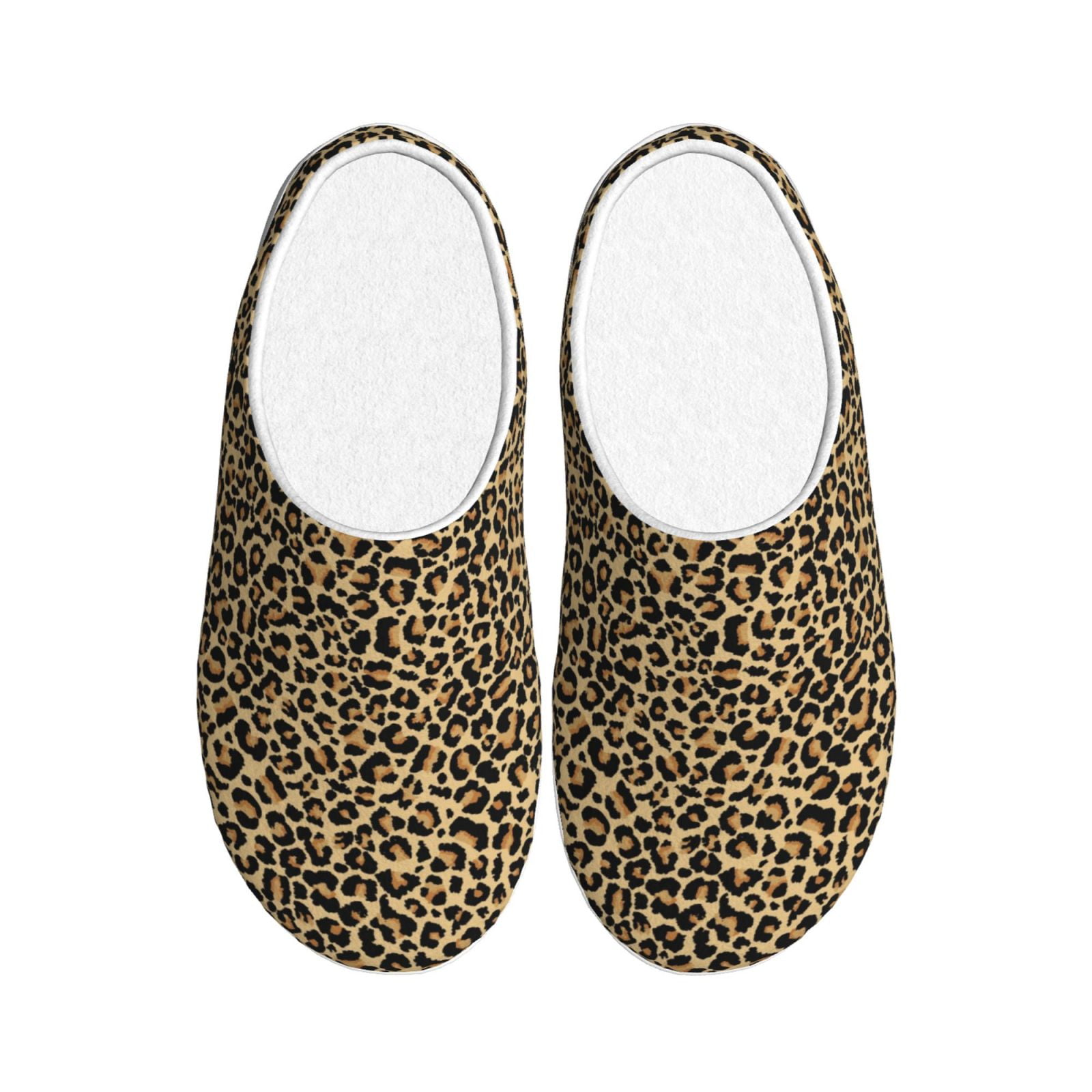 Picia Leopard Print for Women's Lamb-hug Comfy Fleece House Slippers ...