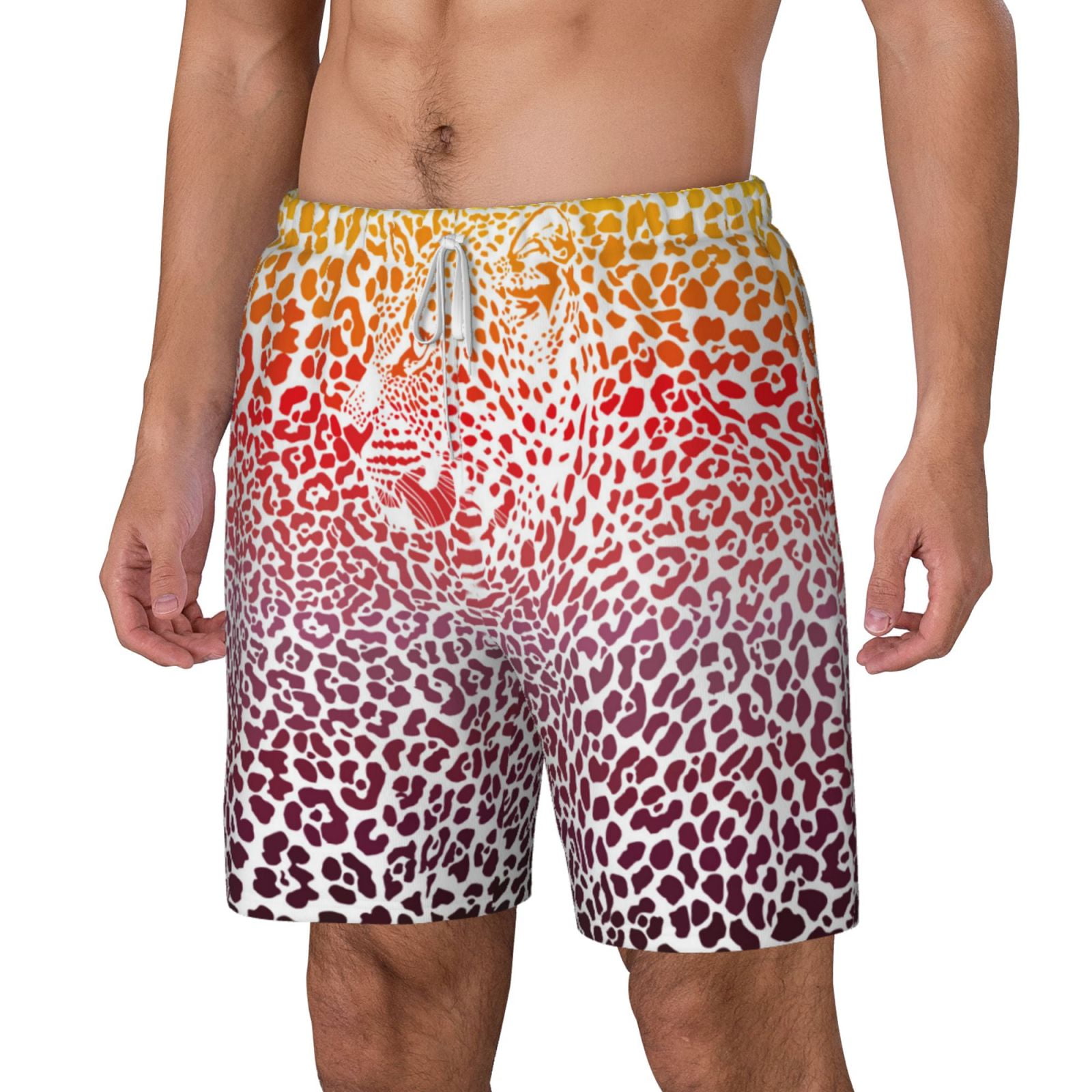 Picia Leopard Skins And Heads pattern Mens Swim Trunks with Compression ...