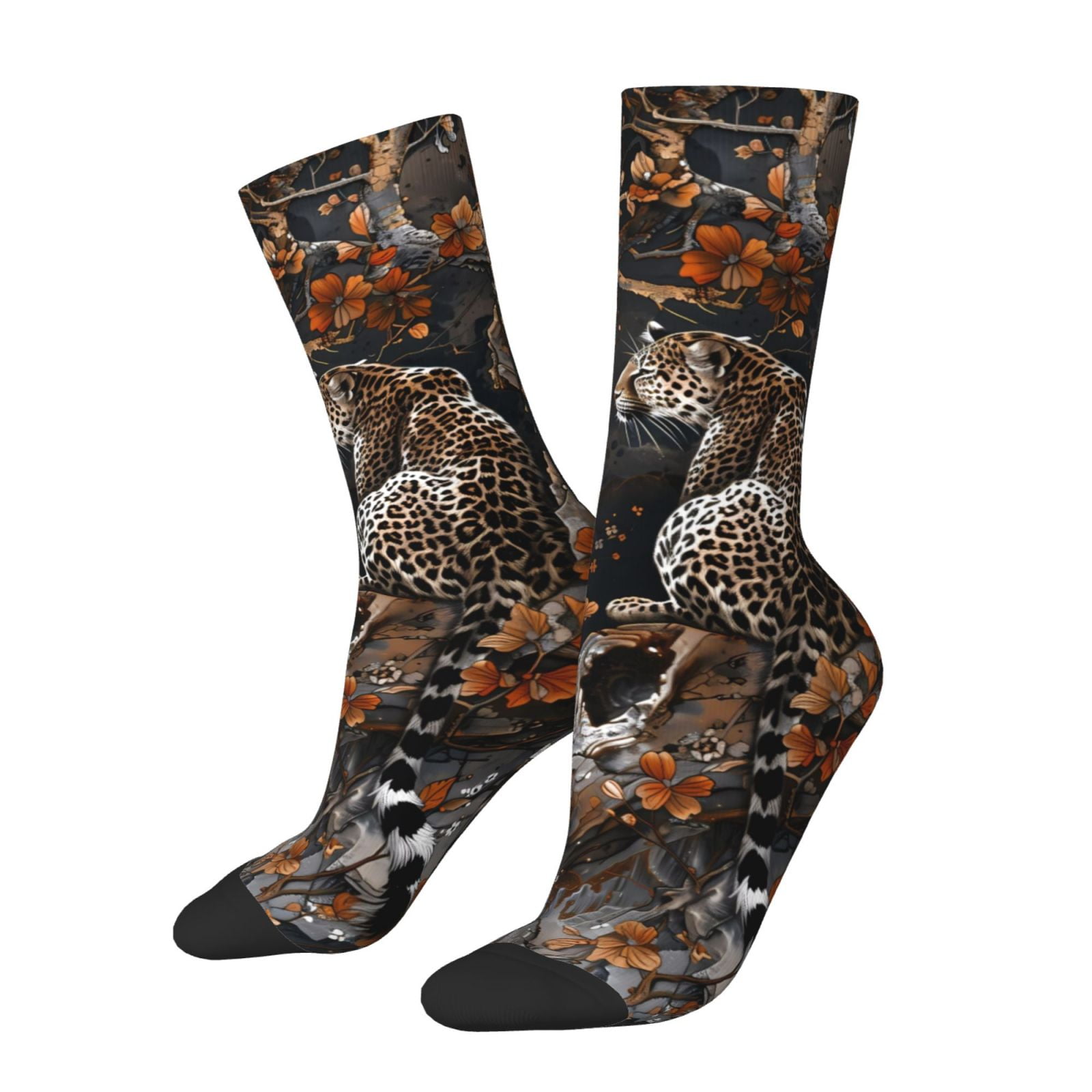Picia Leopard On Tree Branch Print Athletic Socks for Men & Women ...