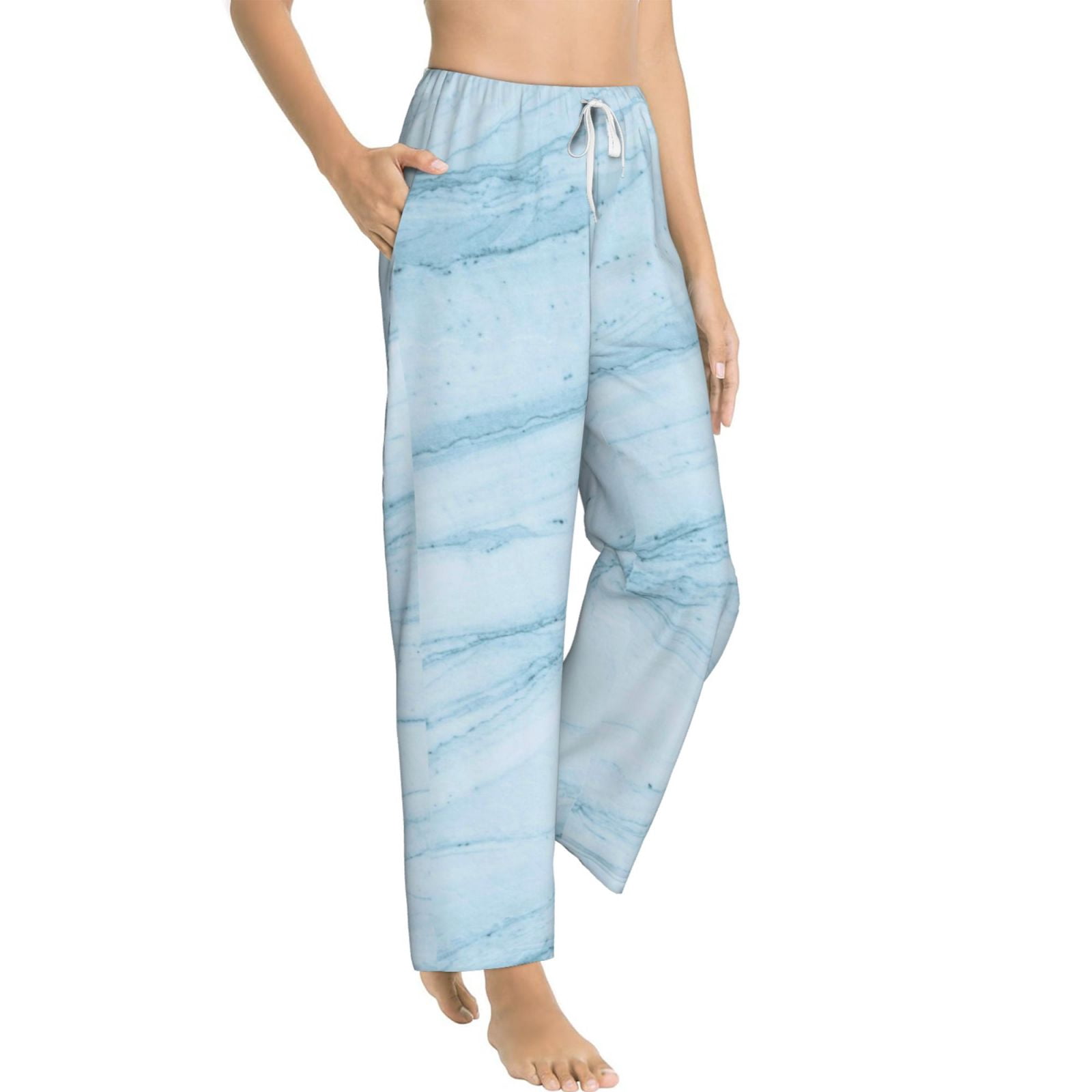 Picia Light Blue Marble Womens Soft Woven Cotton Elastic Waistband ...
