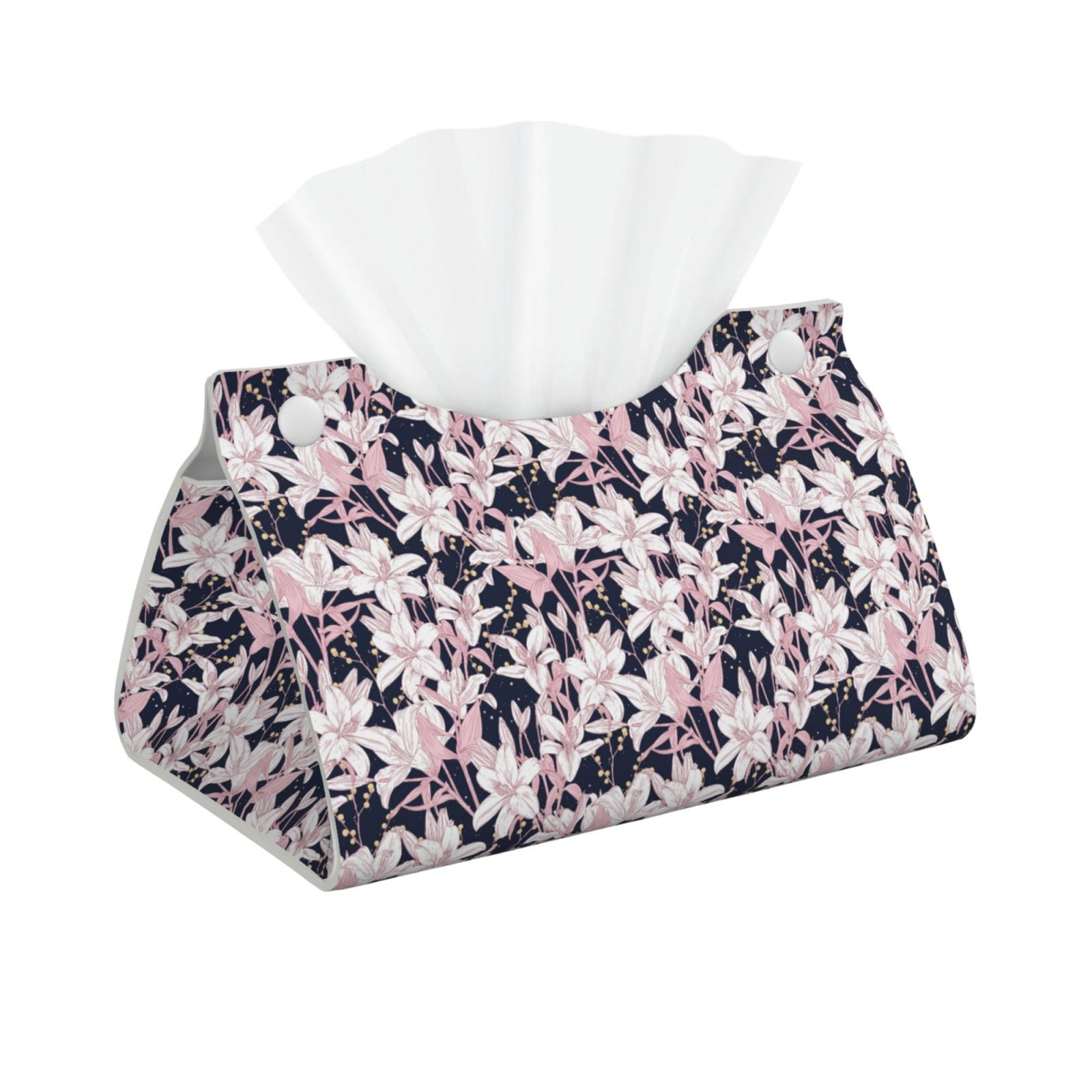 Picia Lilies Flowers Pattern Long Tissue Box Cover,PVC Leather Triangle ...