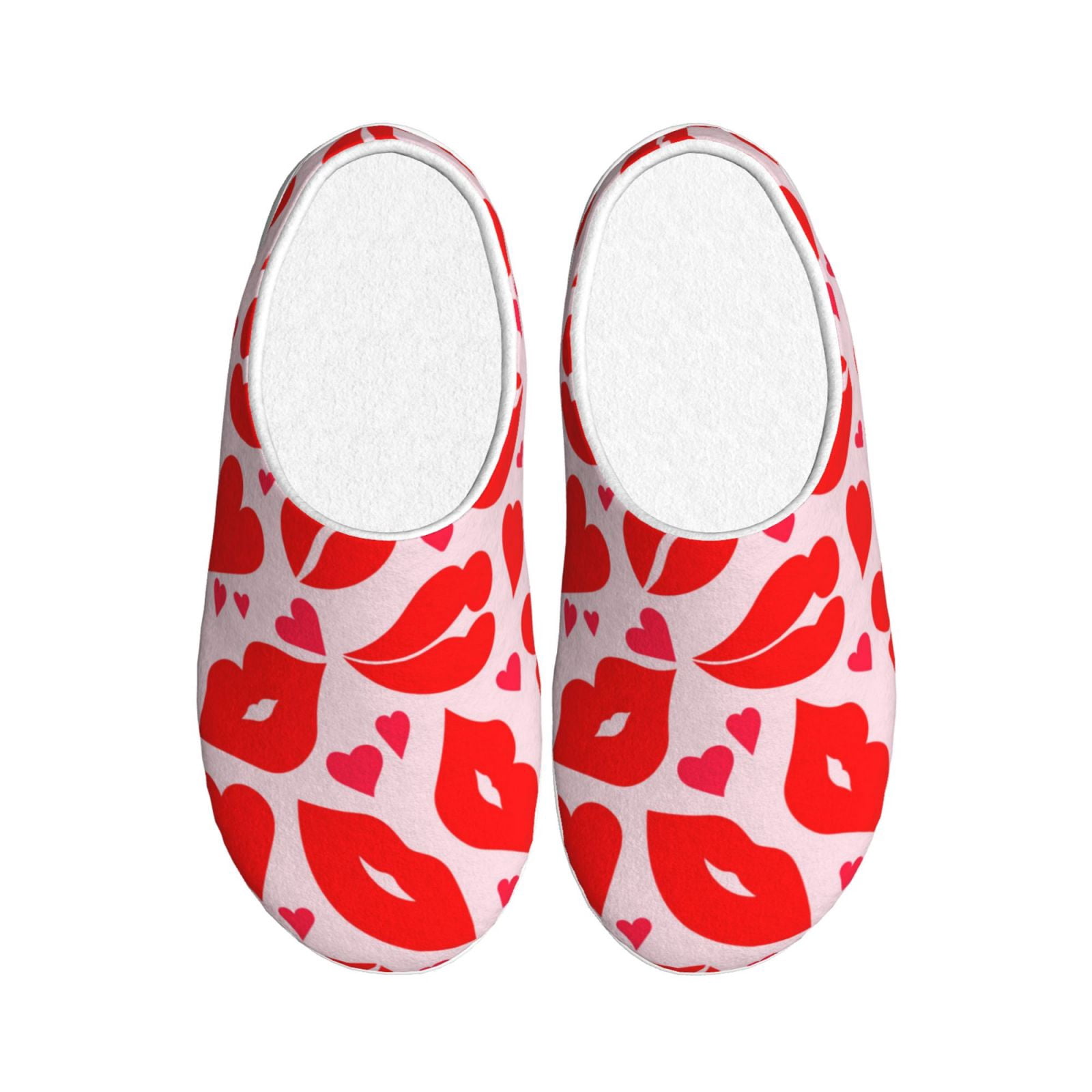 Picia Lips Kiss for Women's Lamb-hug Comfy Fleece House Slippers Memory ...